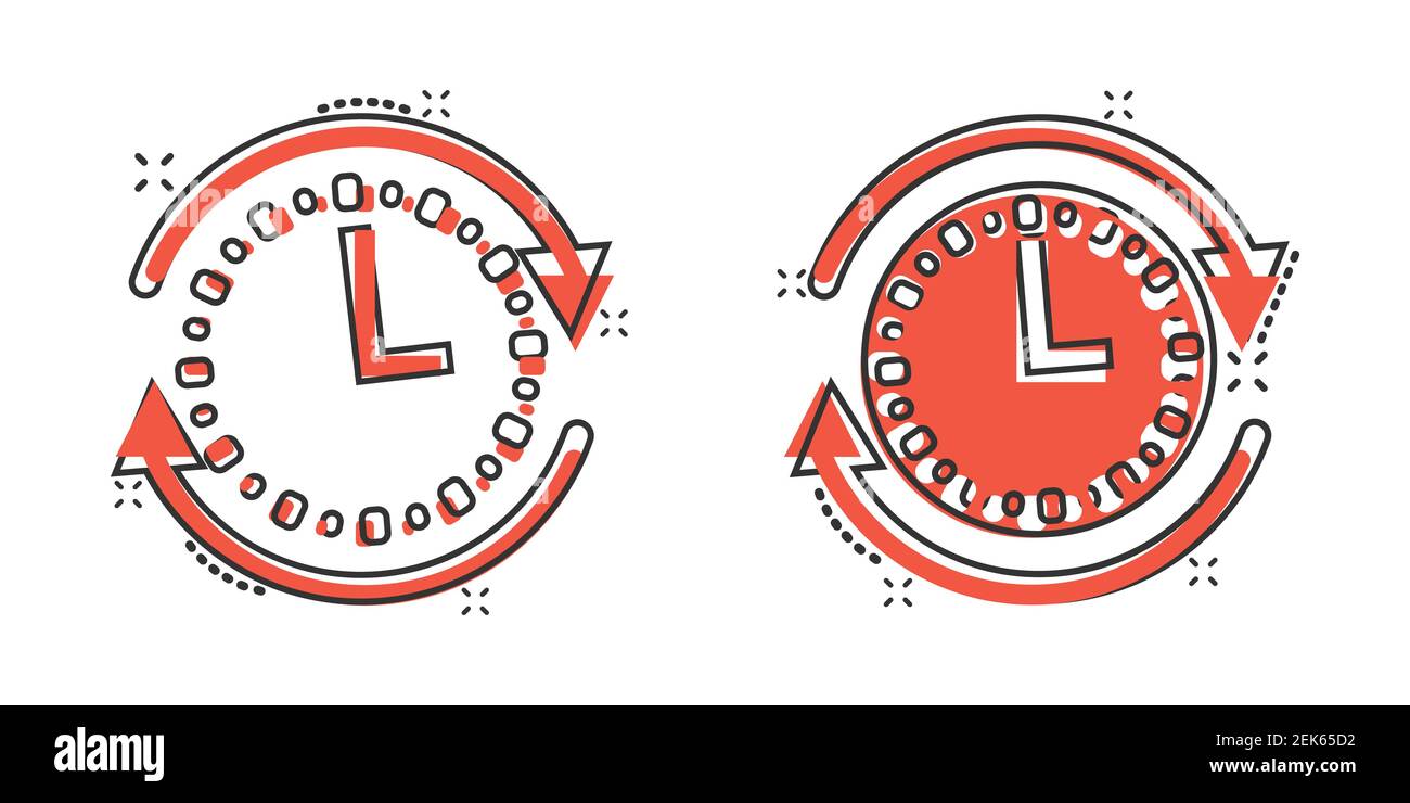 Clock icon in comic style. Watch cartoon vector illustration on white ...