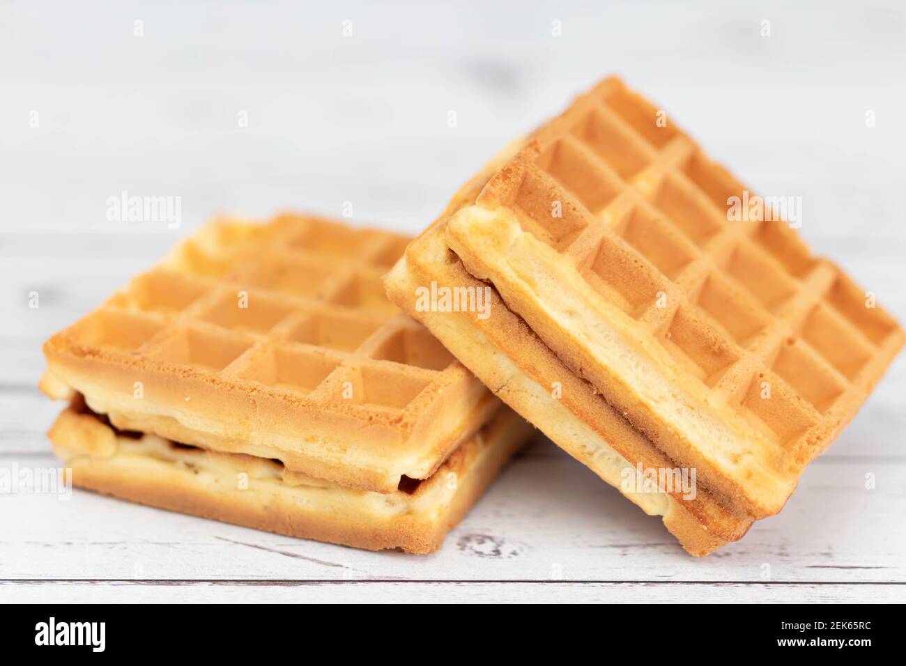 Belgian waffles close up isolated on white background. Delicious, fresh ...