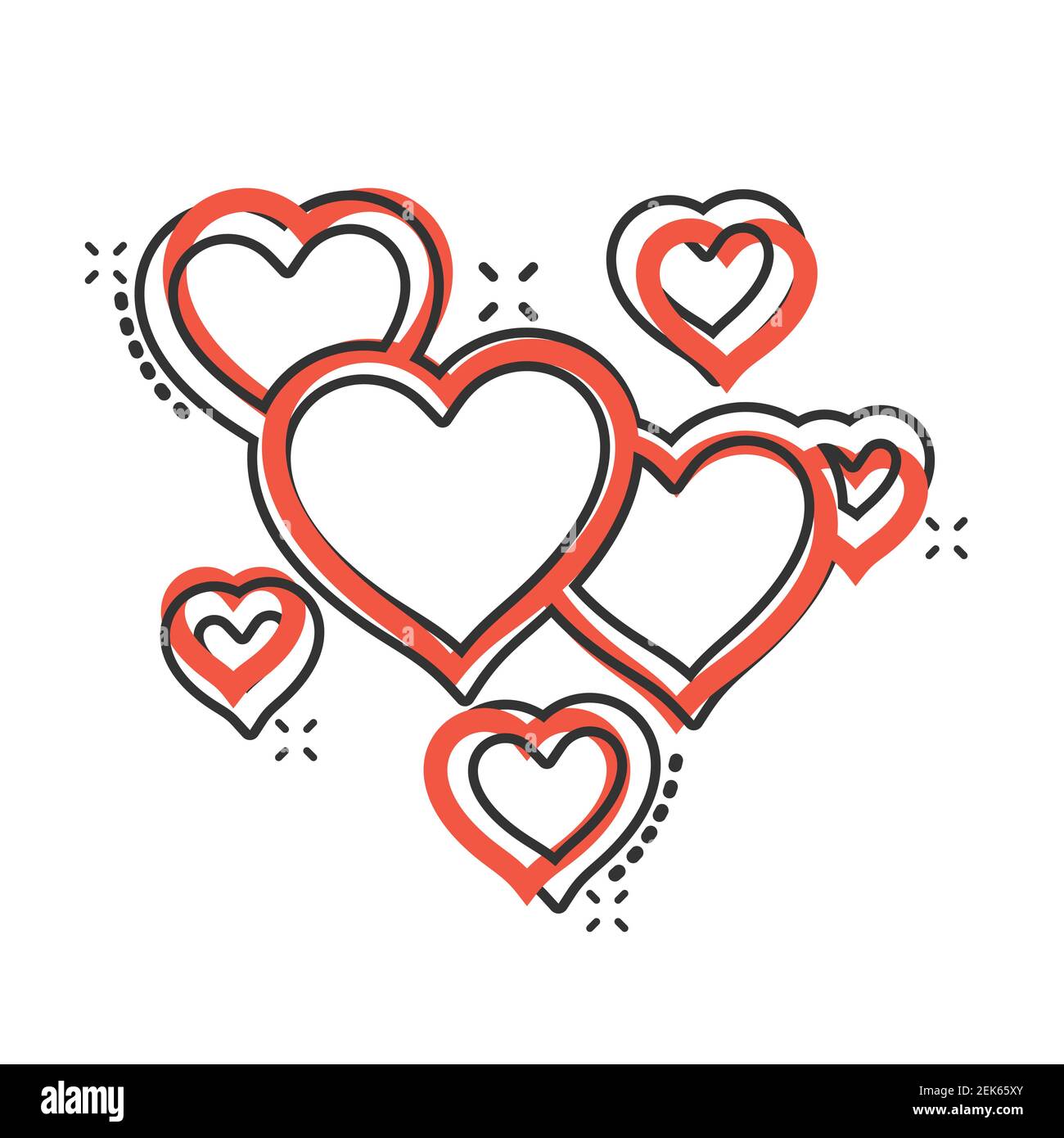 Heart icon in comic style. Love cartoon vector illustration on white ...