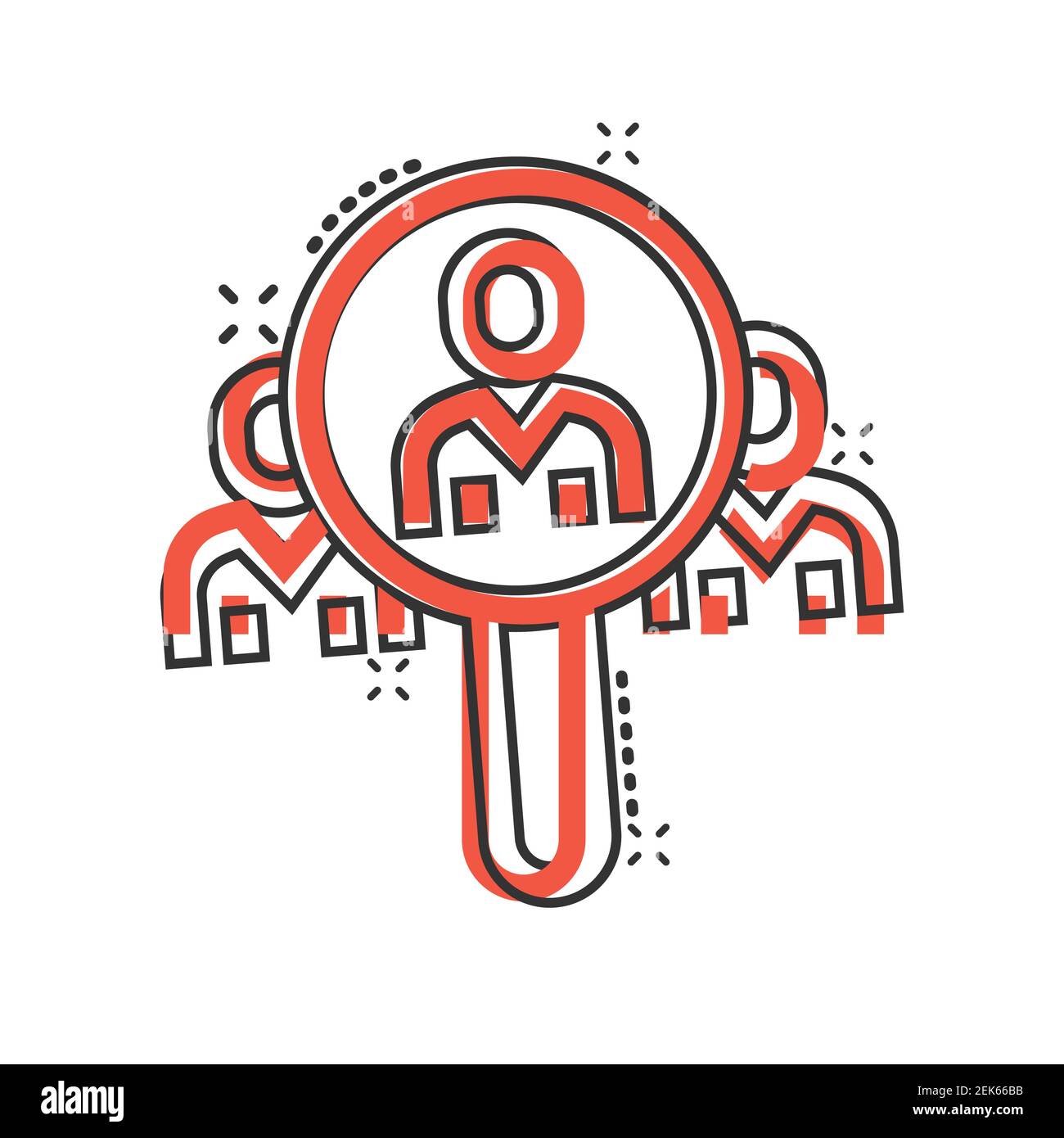 Search job vacancy icon in comic style. Loupe career cartoon vector ...