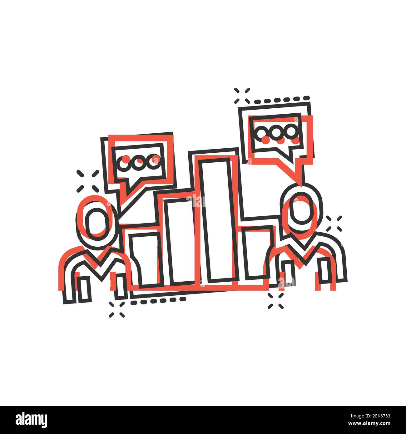 People with growth icon in comic style. Work strategy cartoon vector ...