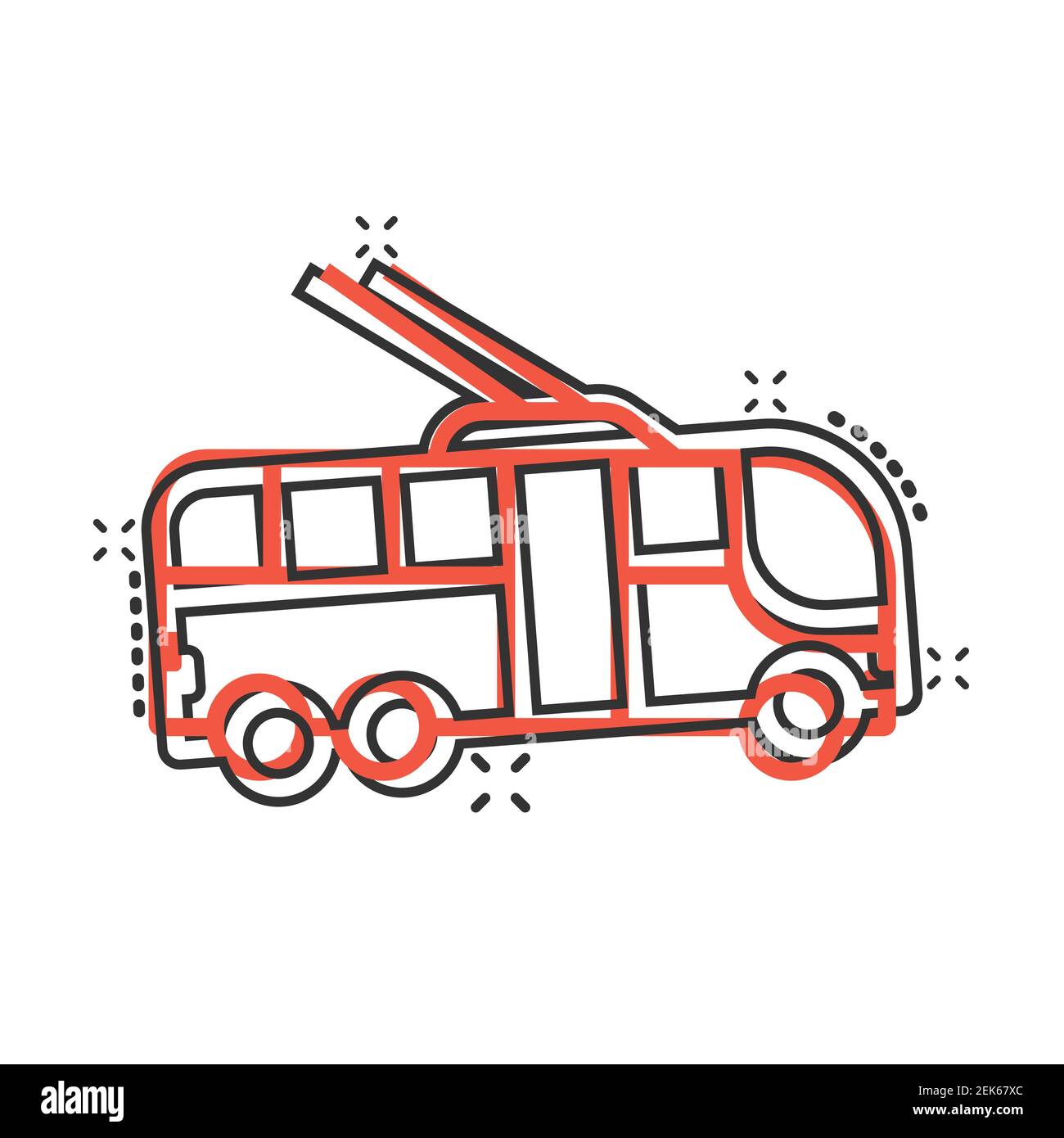 Trolleybus icon in comic style. Trolley bus cartoon vector illustration ...