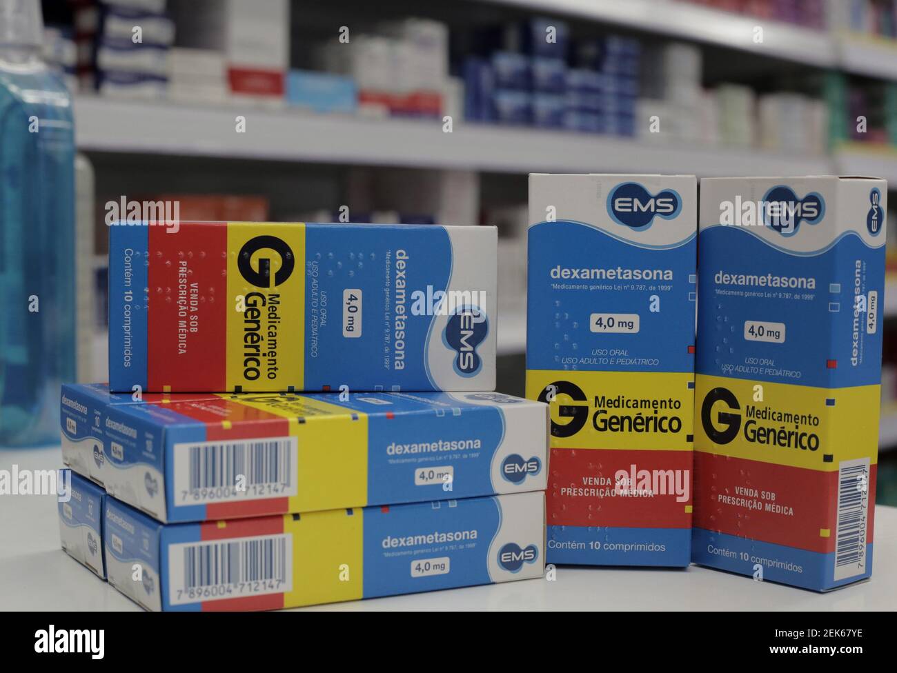 Dexamethasone packages on display in Campo Mourao, Brazil on June 17 ...