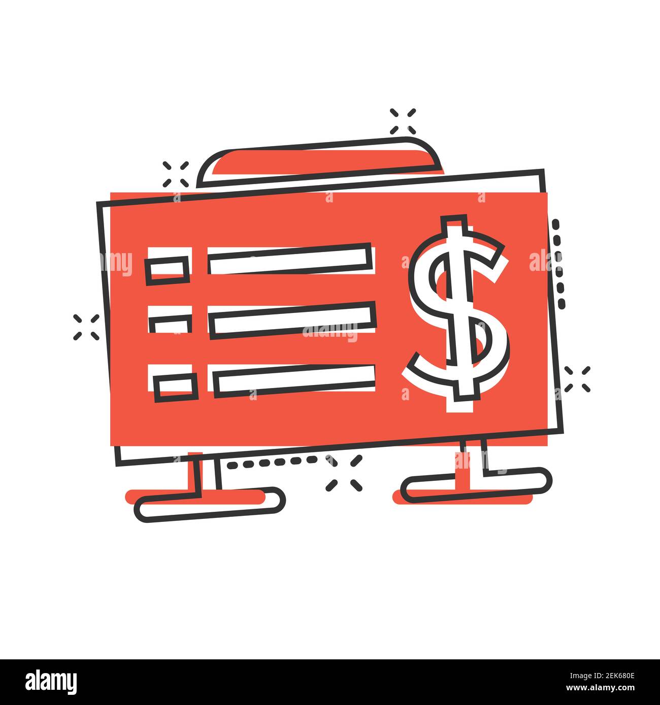 Financial presentation icon in comic style. Money analysis cartoon ...