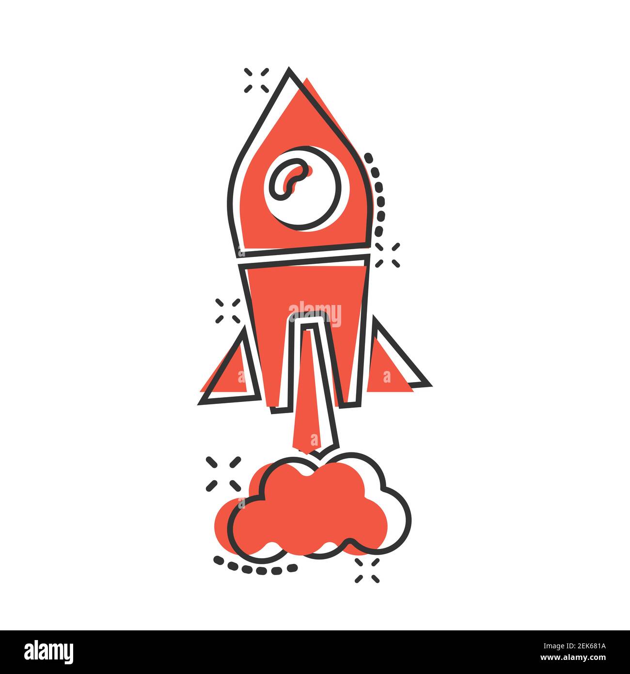 Rocket icon in comic style. Spaceship launch cartoon vector ...