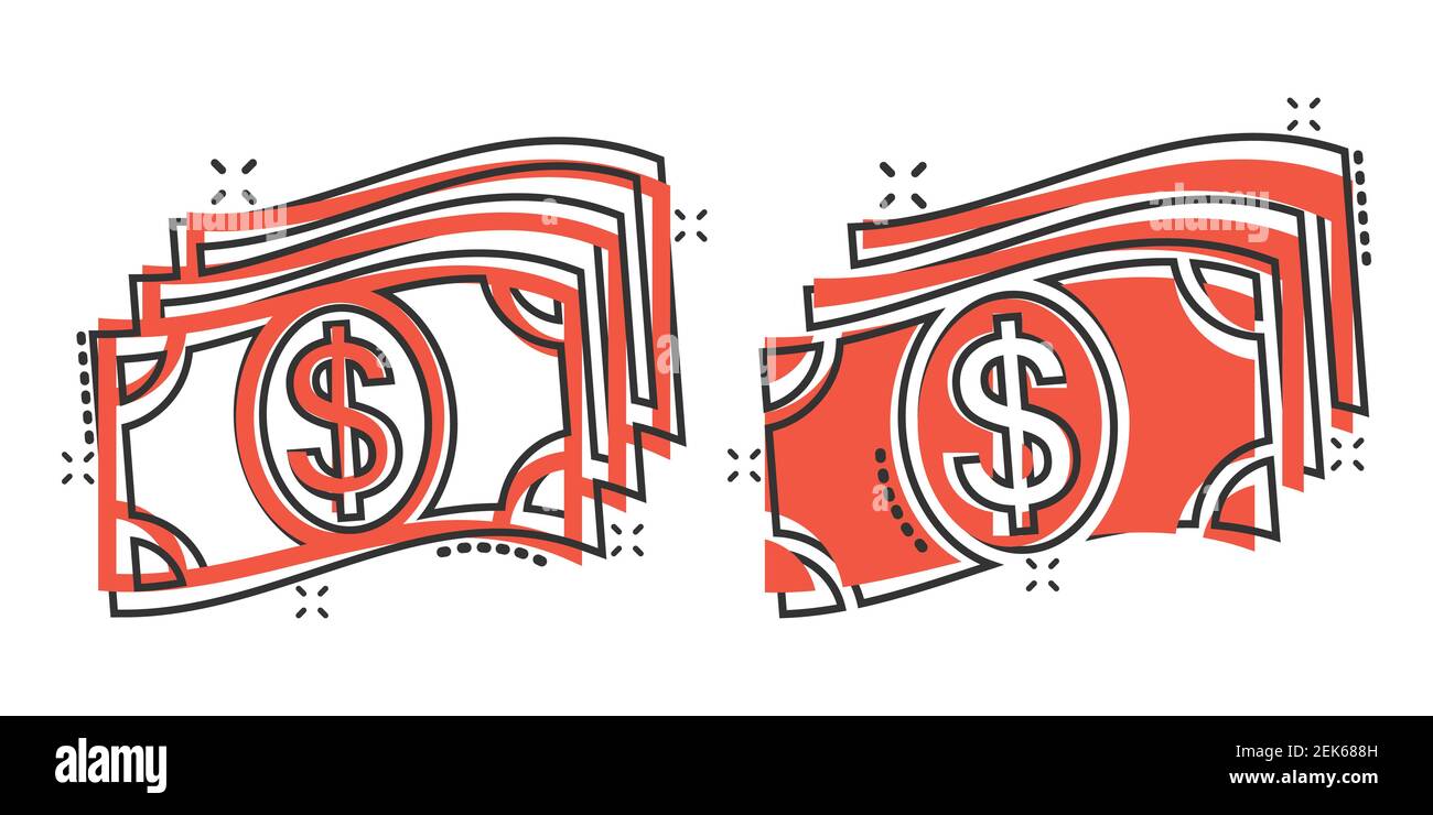 Money stack icon in comic style. Exchange cash cartoon vector ...
