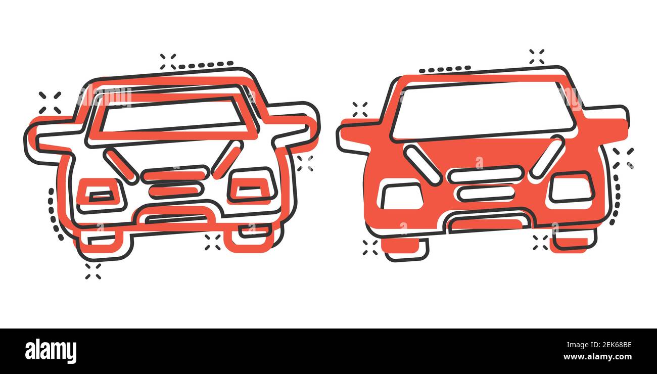 Car icon in comic style. Automobile vehicle cartoon vector illustration ...