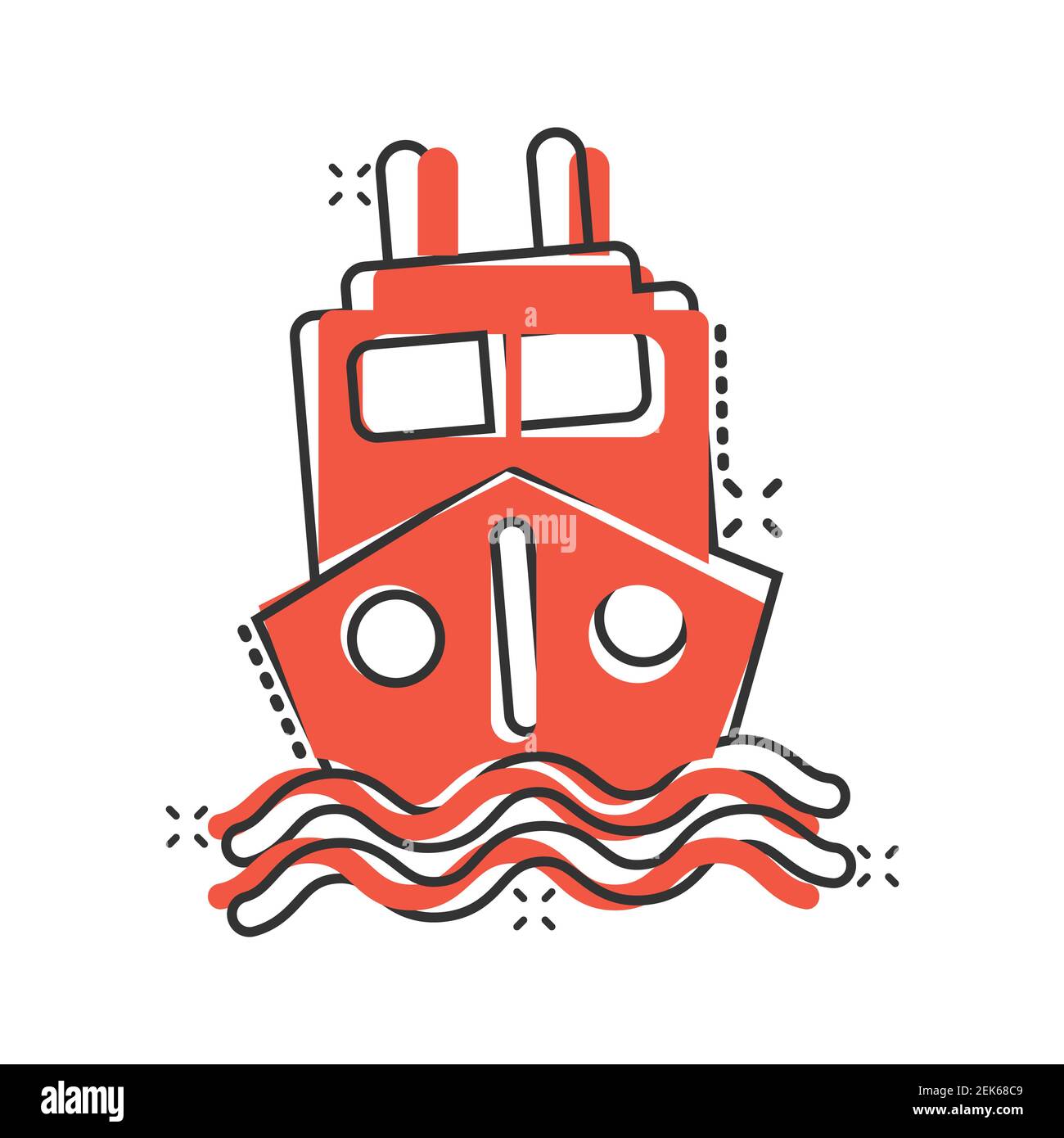 Tourism ship icon in comic style. Fishing boat cartoon vector ...