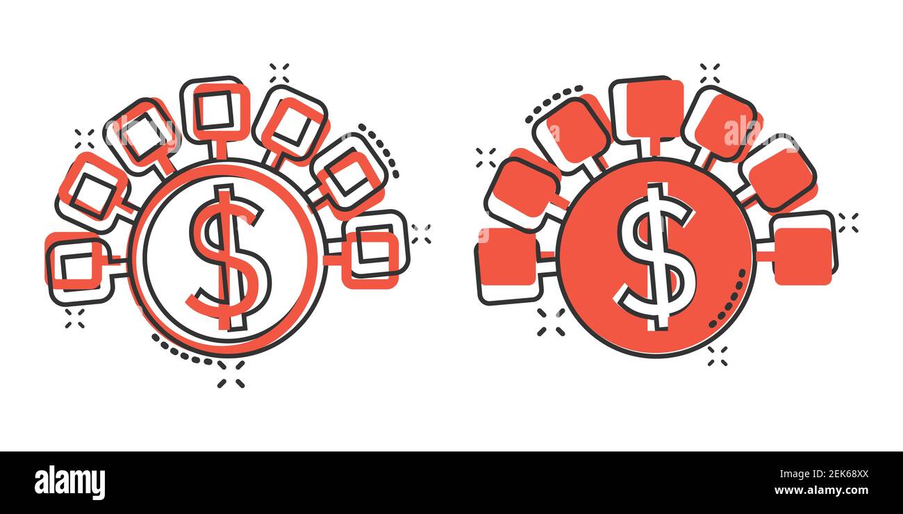 Money revenue icon in comic style. Dollar coin cartoon vector ...
