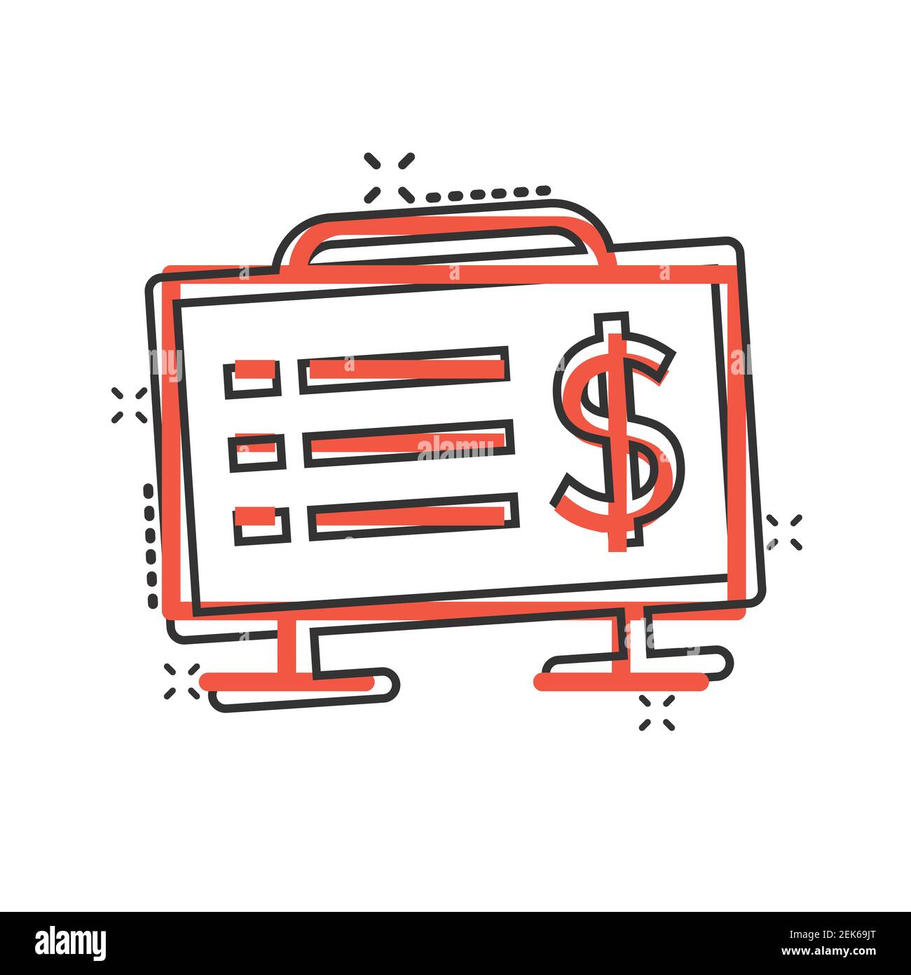 Financial presentation icon in comic style. Money analysis cartoon ...