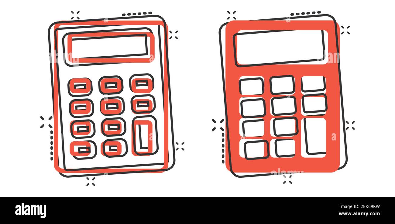 Calculator icon in comic style. Calculate cartoon vector illustration ...