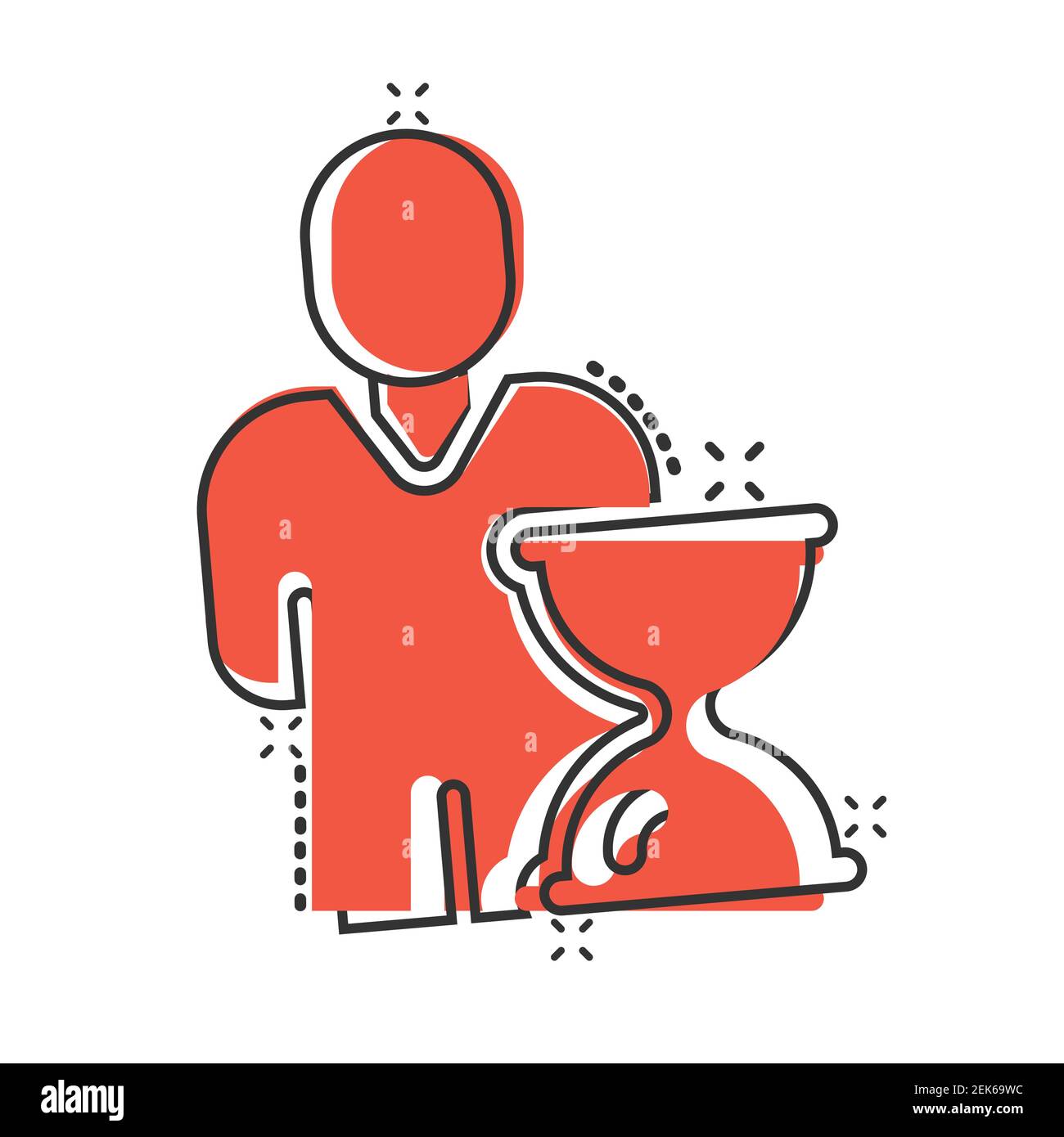 People and clock icon in comic style. User time cartoon vector ...