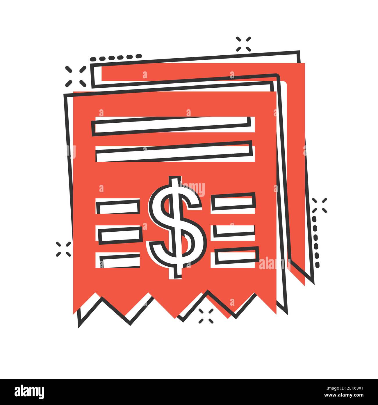 Money check icon in comic style. Checkbook cartoon vector illustration ...