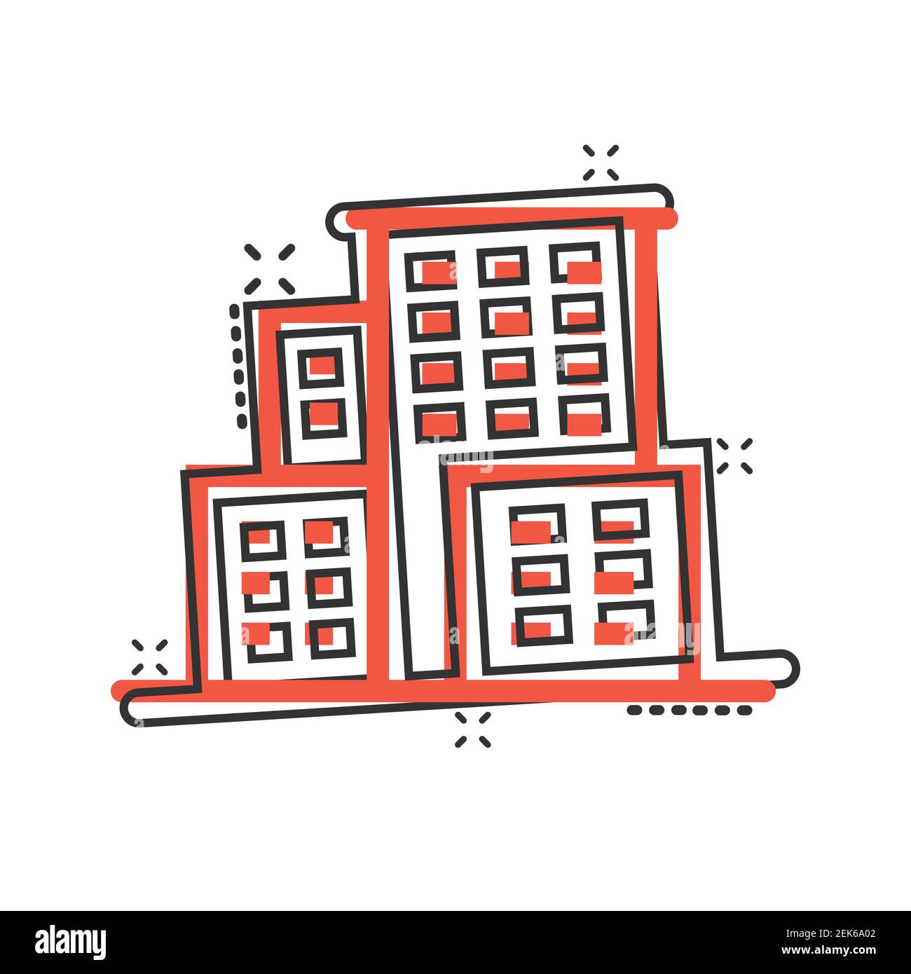 Building icon in comic style. Town skyscraper apartment cartoon vector ...