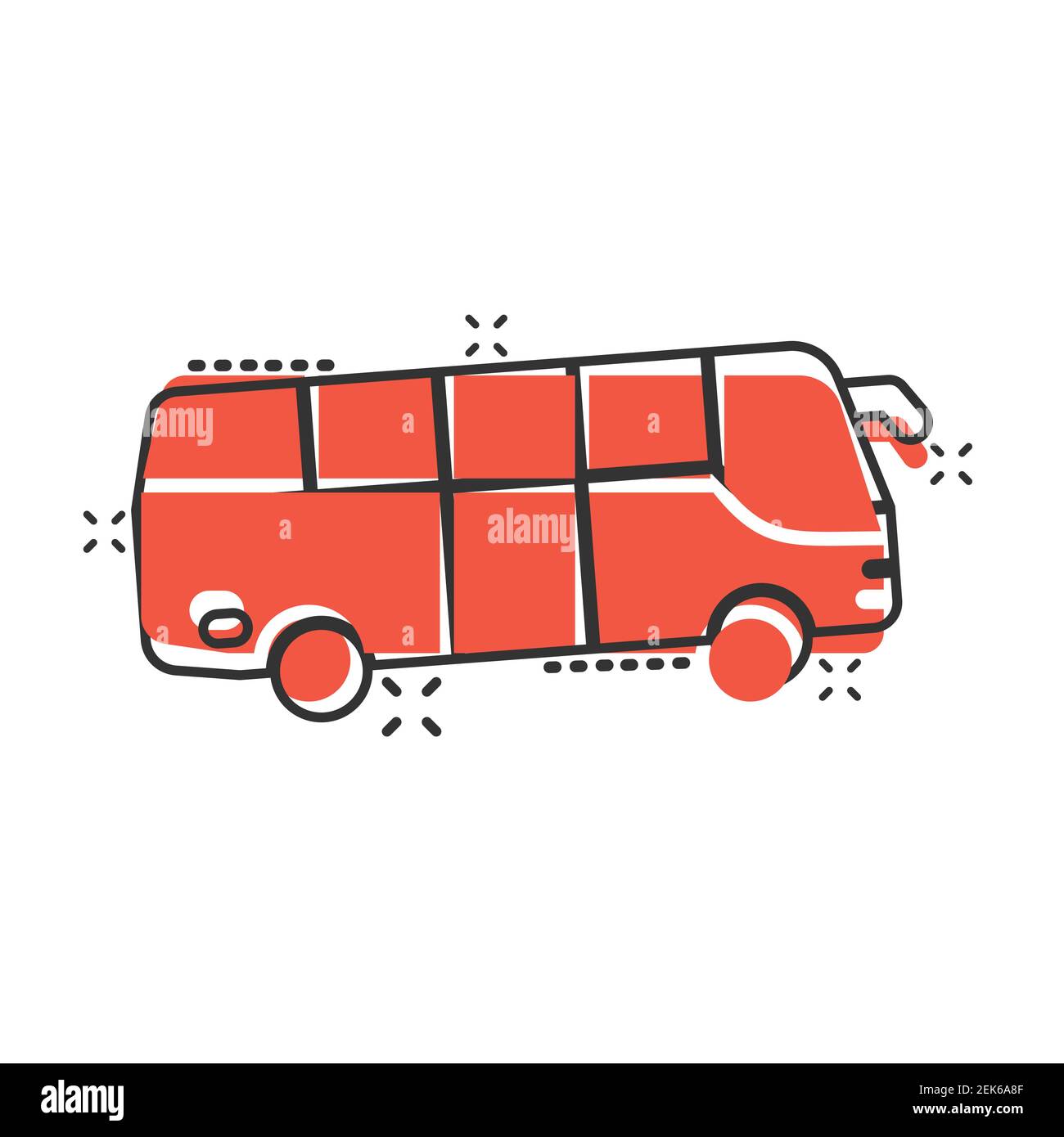 Bus icon in comic style. Coach cartoon vector illustration on white ...