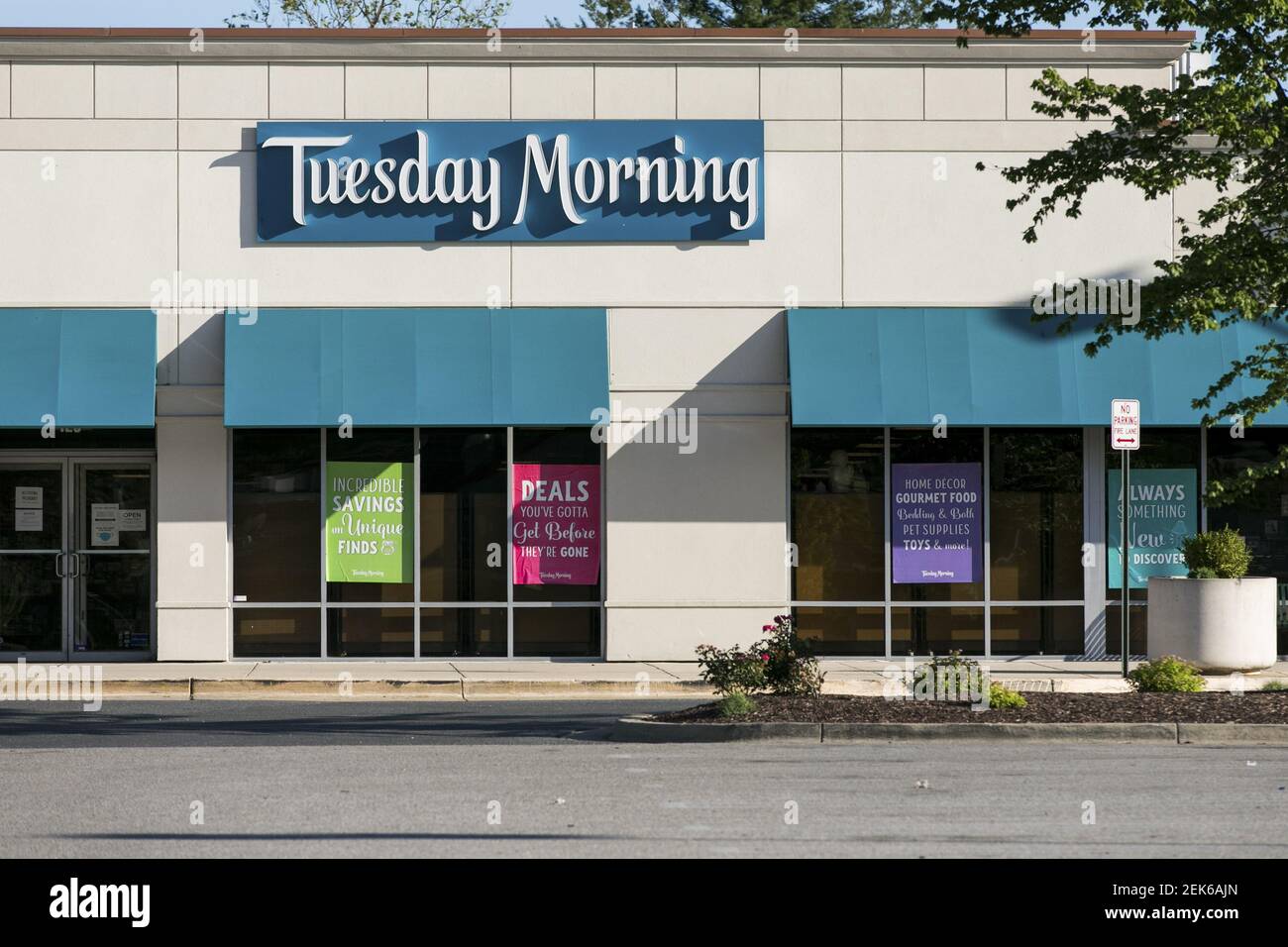 A logo sign outside of a Tuesday Morning retail store location in Bowie ...