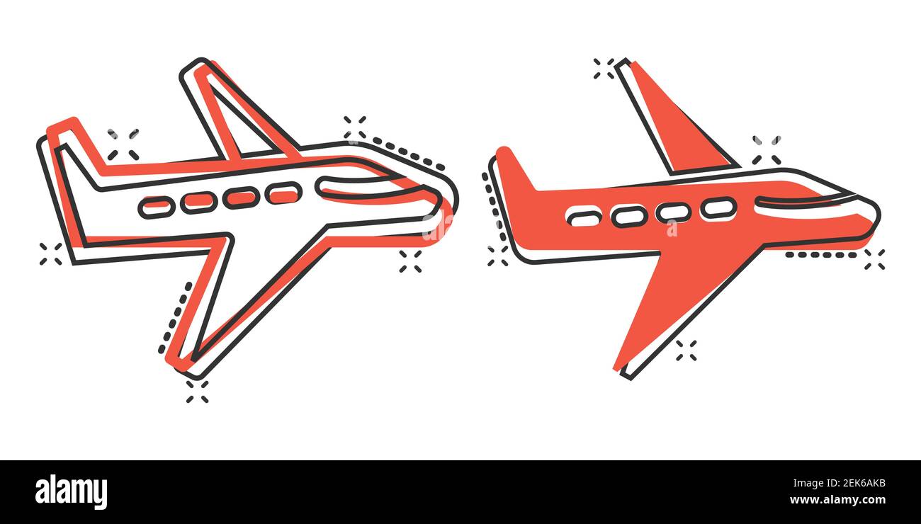 Plane icon in comic style. Airplane cartoon vector illustration on ...