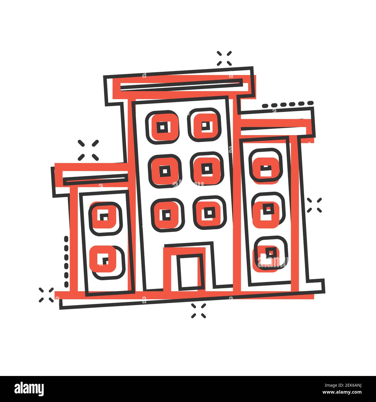 Building icon in comic style. Town skyscraper apartment cartoon vector ...