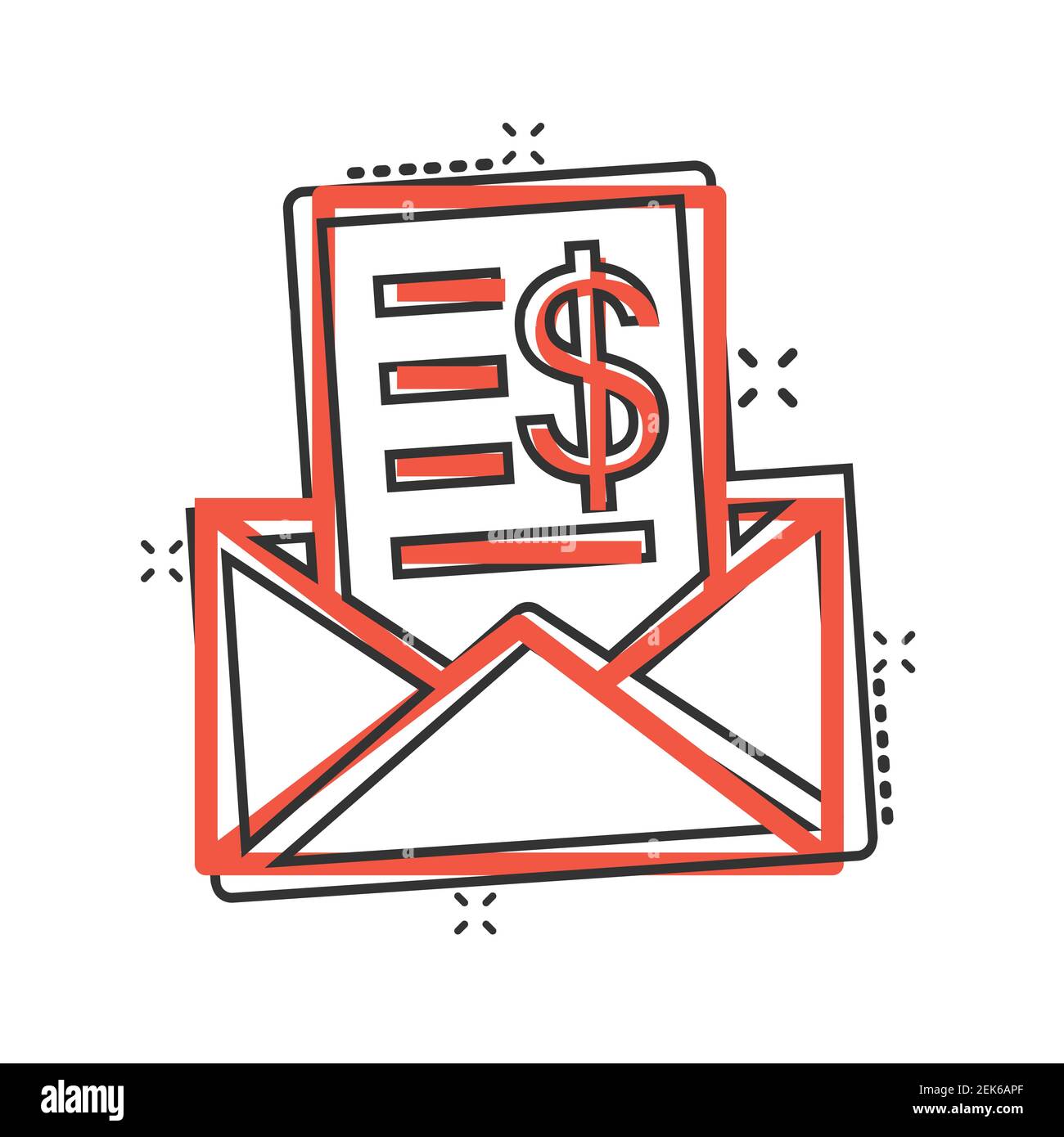 Envelope with money icon in comic style. E-mail cash cartoon vector ...