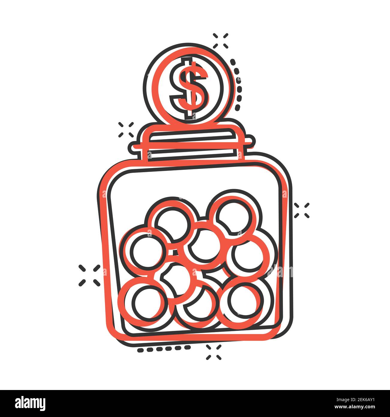 Money box icon in comic style. Coin jar container cartoon vector ...