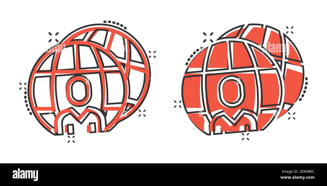 People global icon in comic style. World communication cartoon vector ...