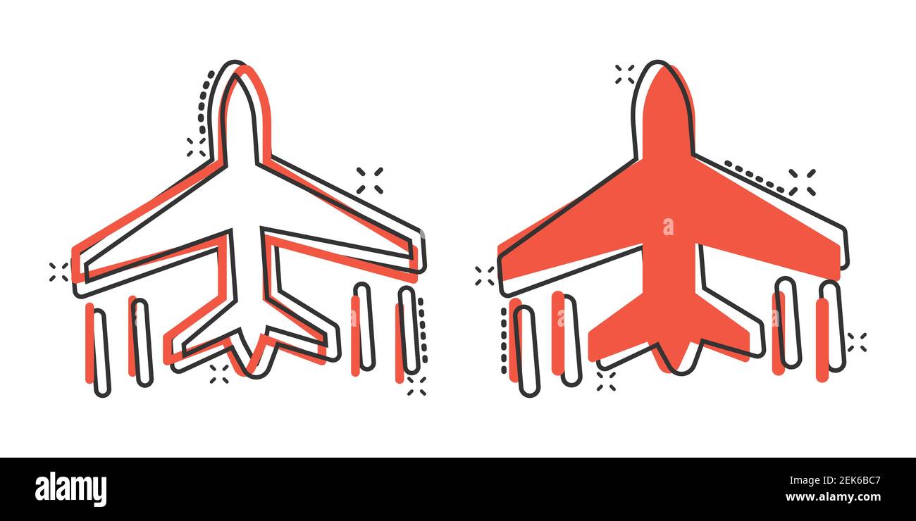 Plane icon in comic style. Airplane cartoon vector illustration on ...
