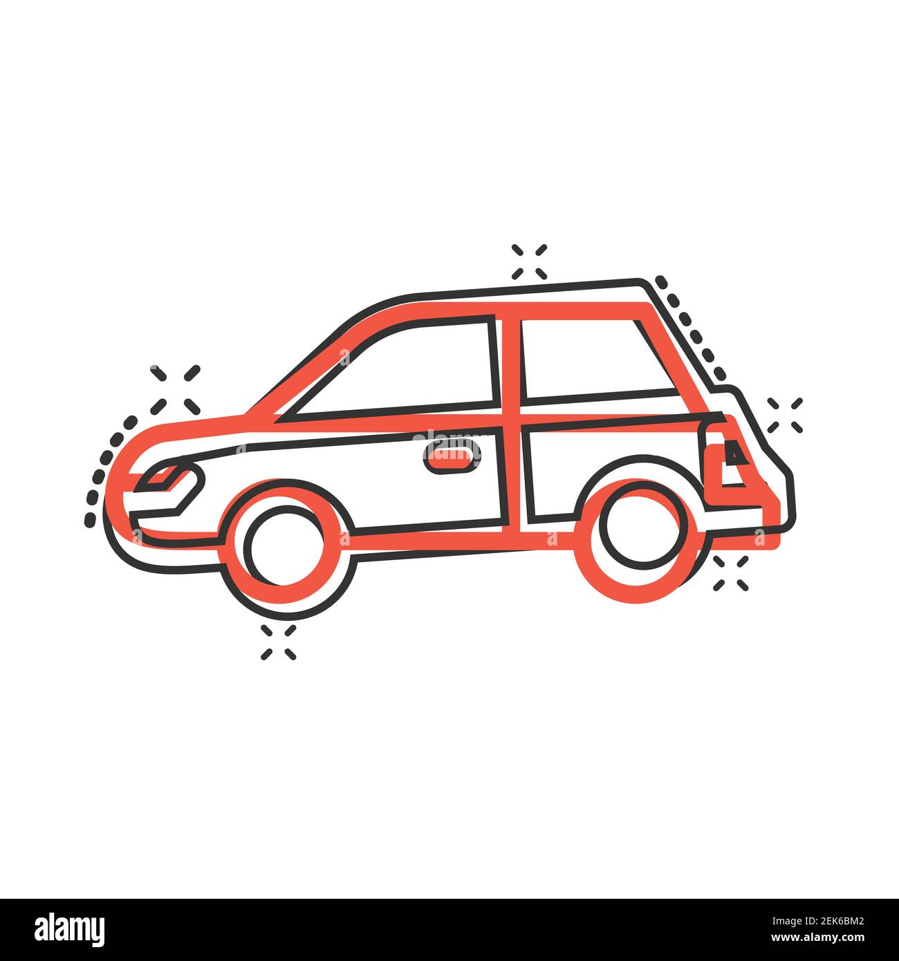 Car icon in comic style. Automobile vehicle cartoon vector illustration ...