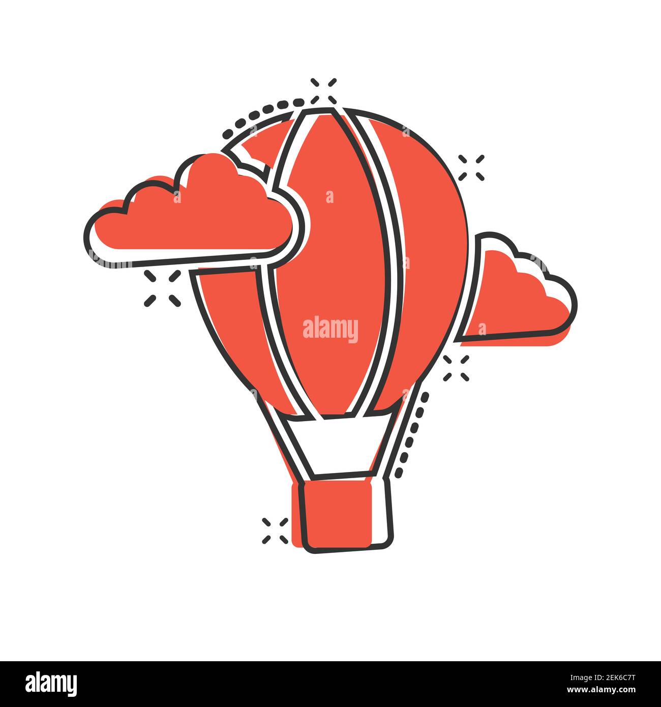 Air balloon icon in comic style. Aerostat cartoon vector illustration ...