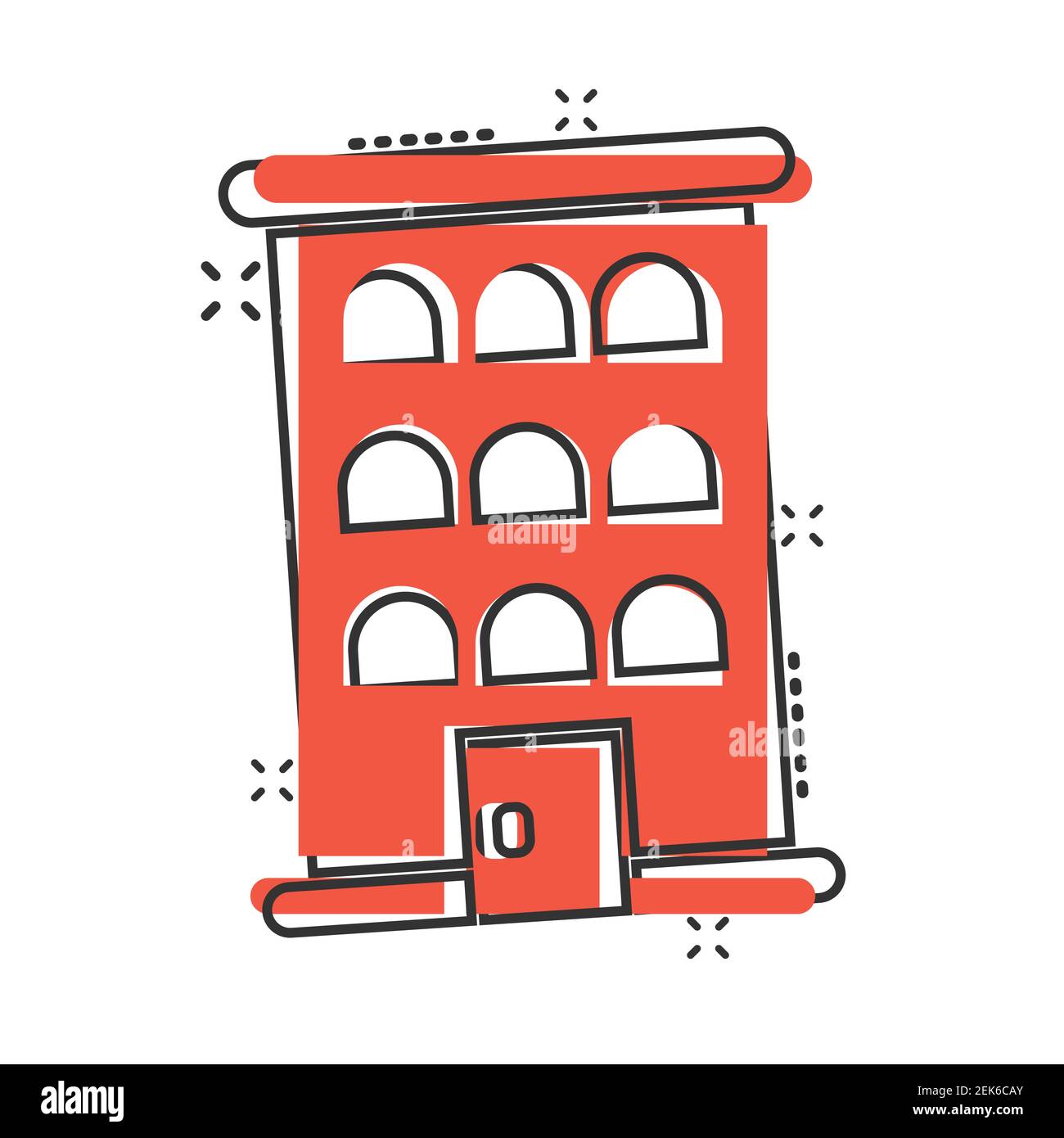 Building icon in comic style. Town skyscraper apartment cartoon vector ...