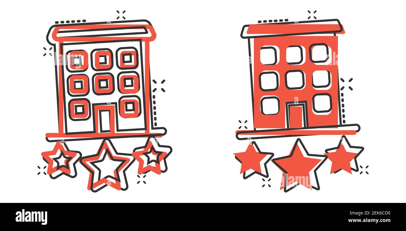 Building icon in comic style. Town skyscraper apartment cartoon vector ...