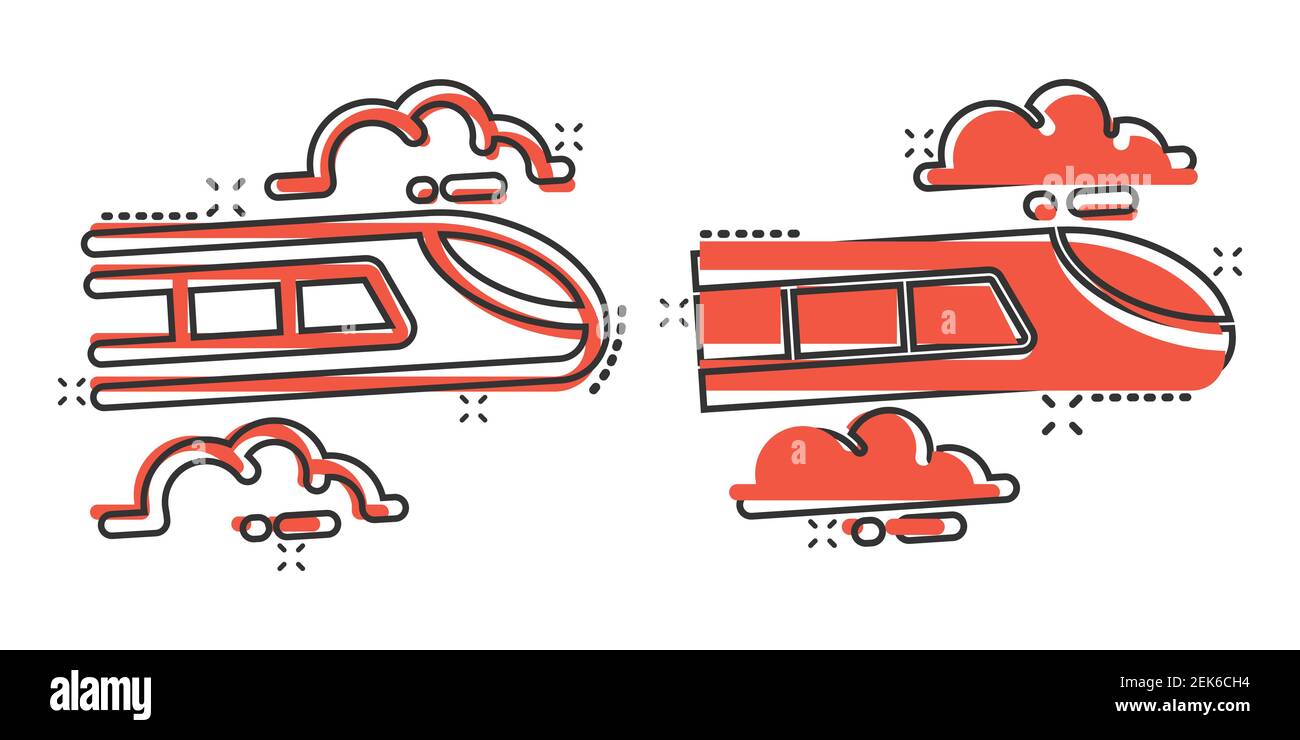 Metro icon in comic style. Train subway cartoon vector illustration on ...