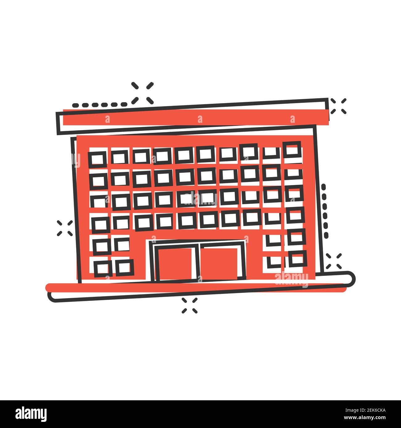 Building icon in comic style. Town skyscraper apartment cartoon vector ...
