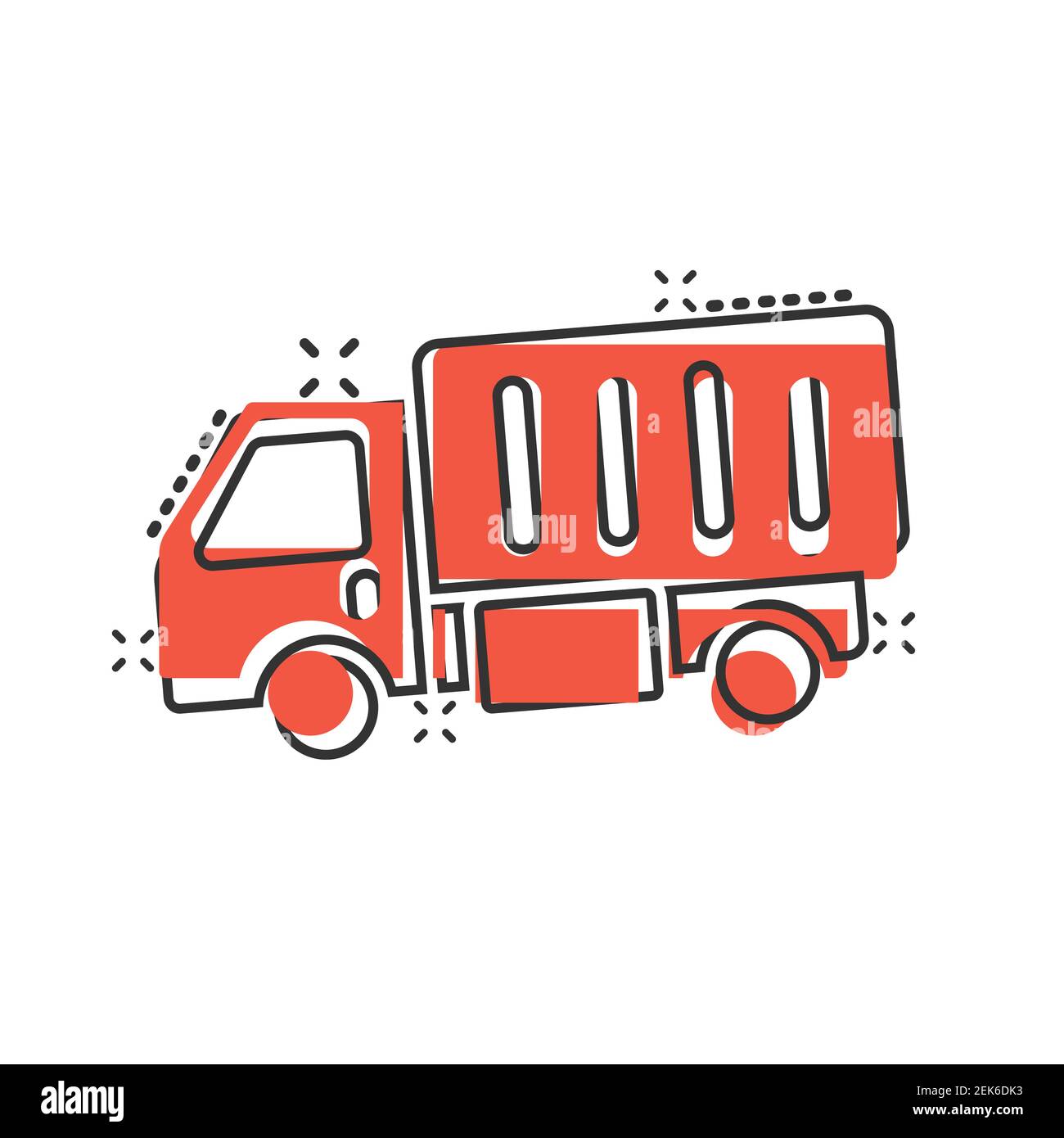 Delivery truck icon in comic style. Van cartoon vector illustration on ...