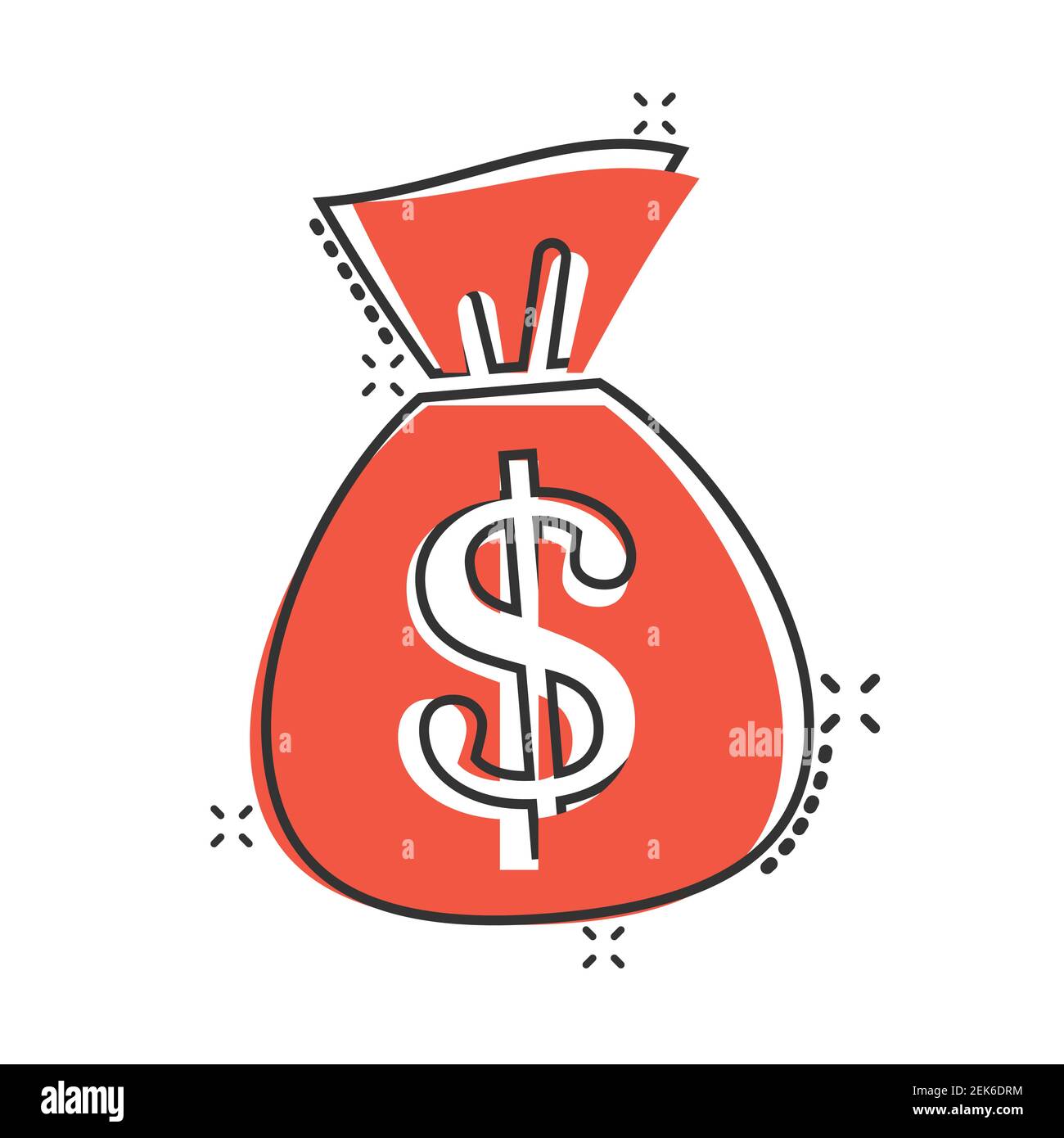 Money bag icon in comic style. Moneybag with dollar cartoon vector ...