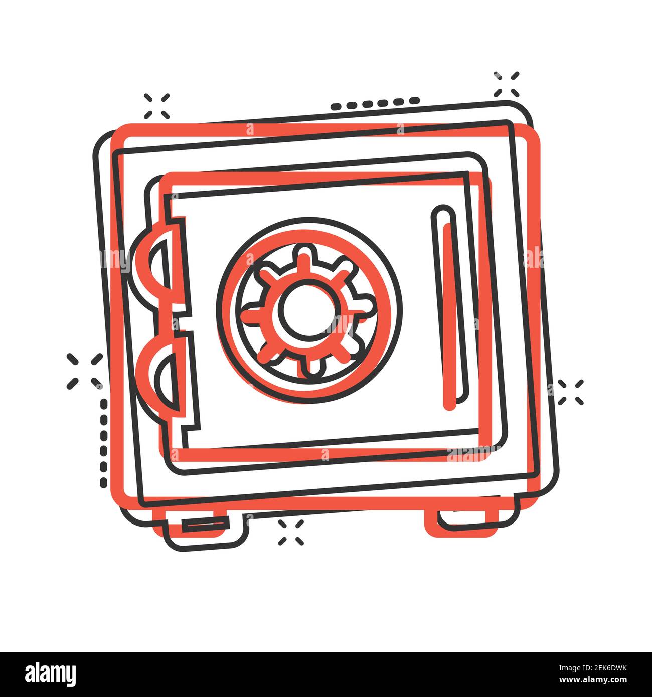 Safe money icon in comic style. Strongbox cartoon vector illustration ...