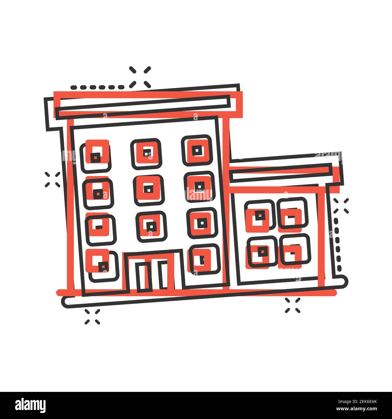 Building icon in comic style. Town skyscraper apartment cartoon vector ...