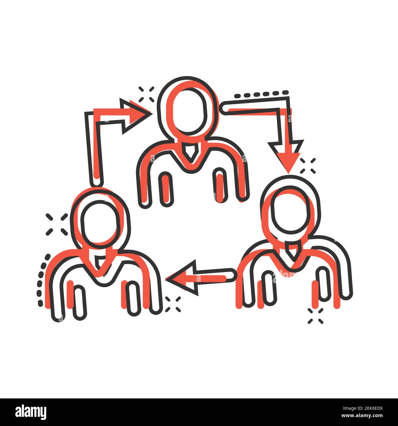 People referral icon in comic style. Business communication cartoon ...