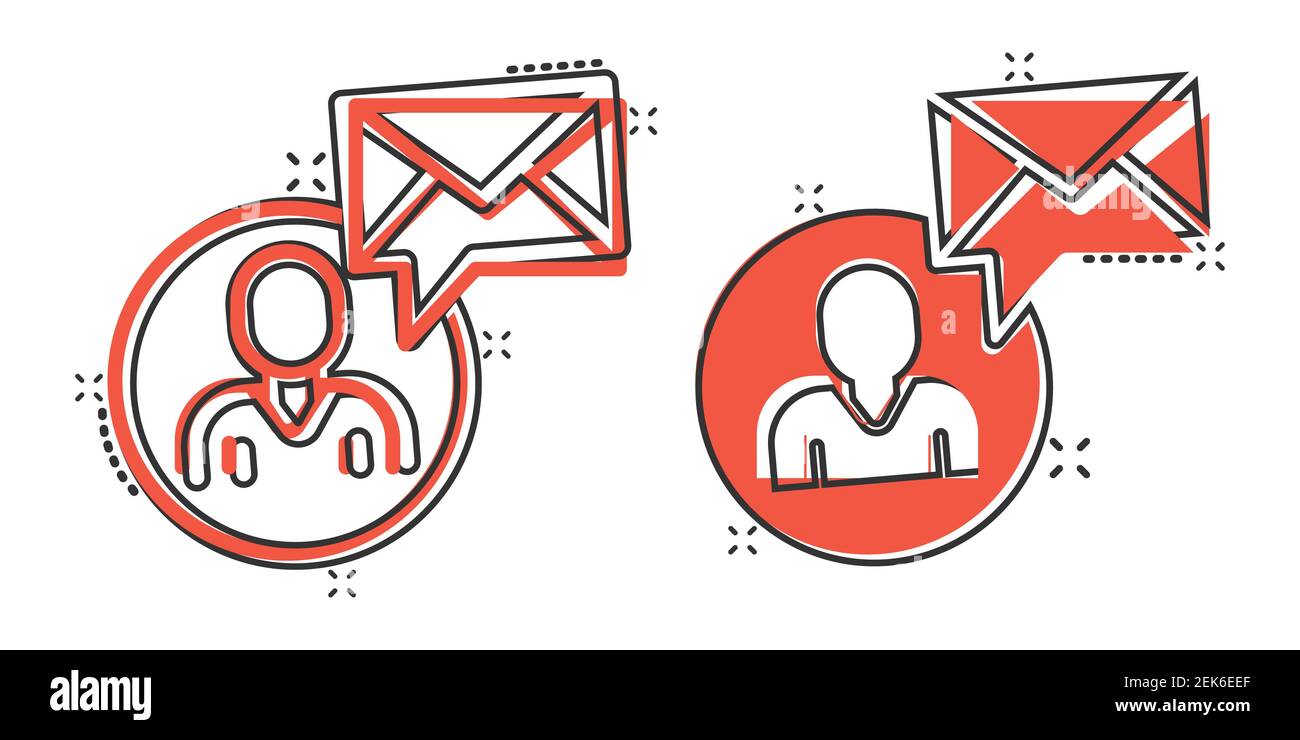 People with envelope icon in comic style. Email receive cartoon vector ...