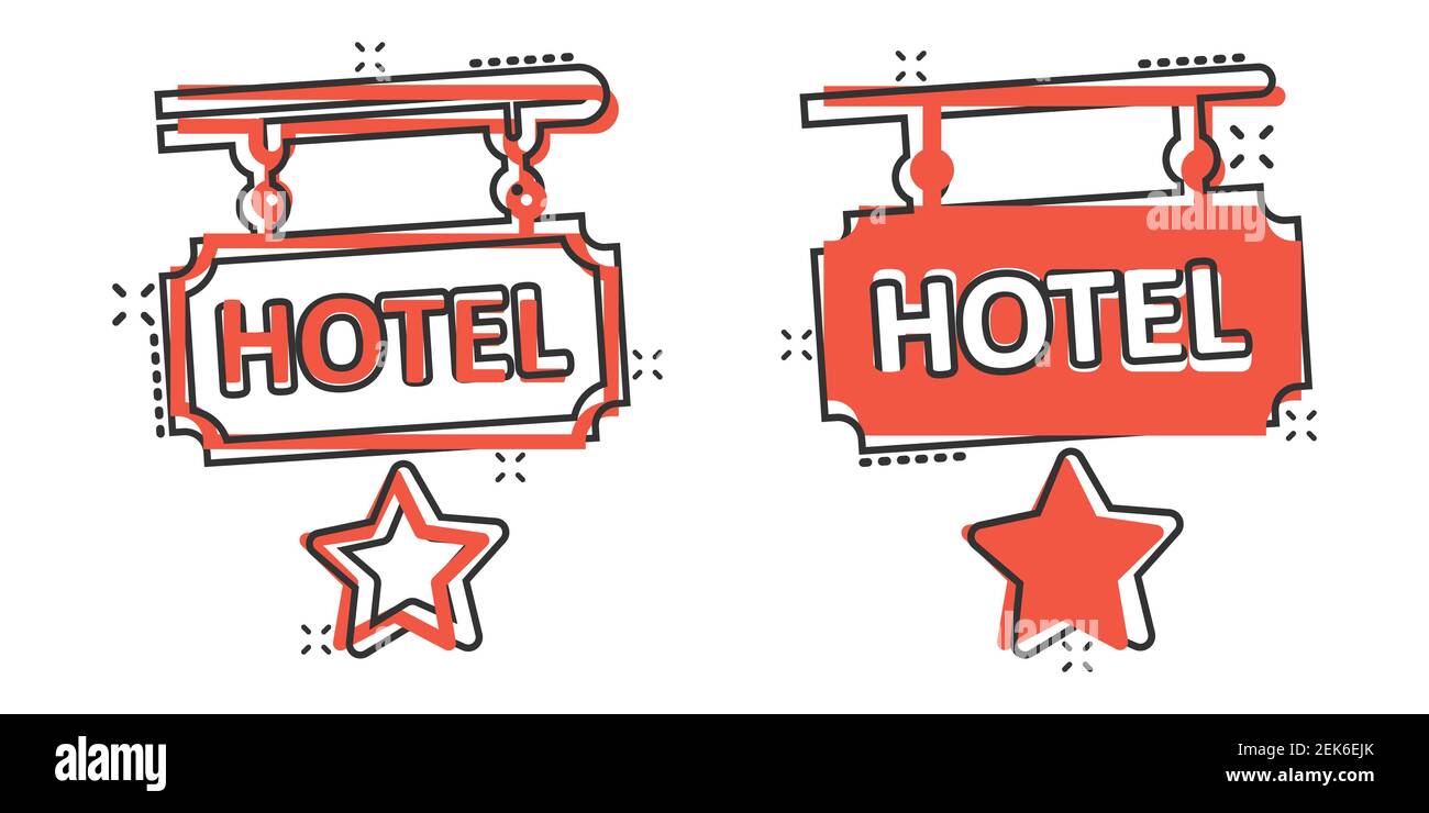 Hotel 1 star sign icon in comic style. Inn cartoon vector illustration ...