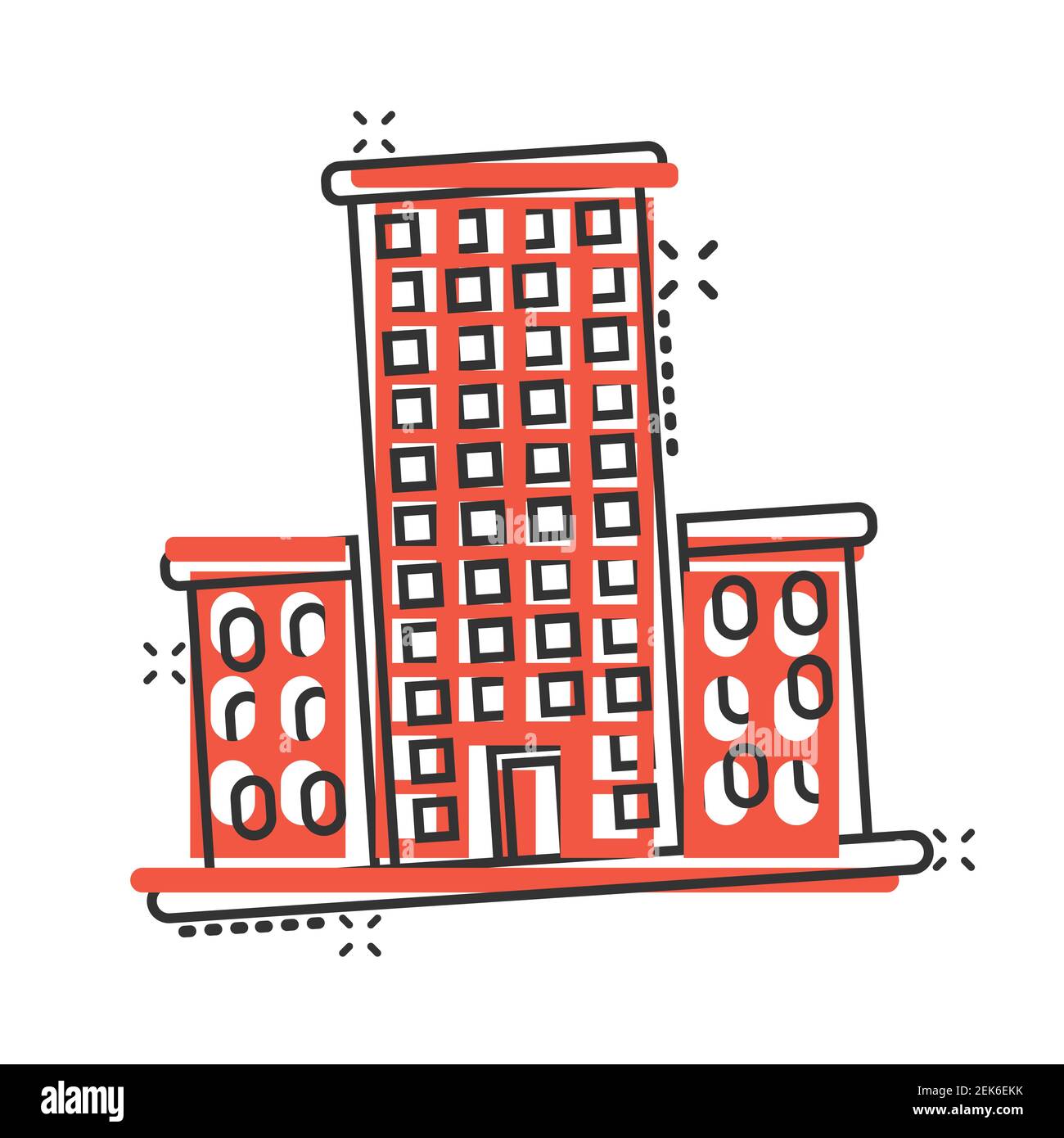 Building icon in comic style. Town skyscraper apartment cartoon vector ...