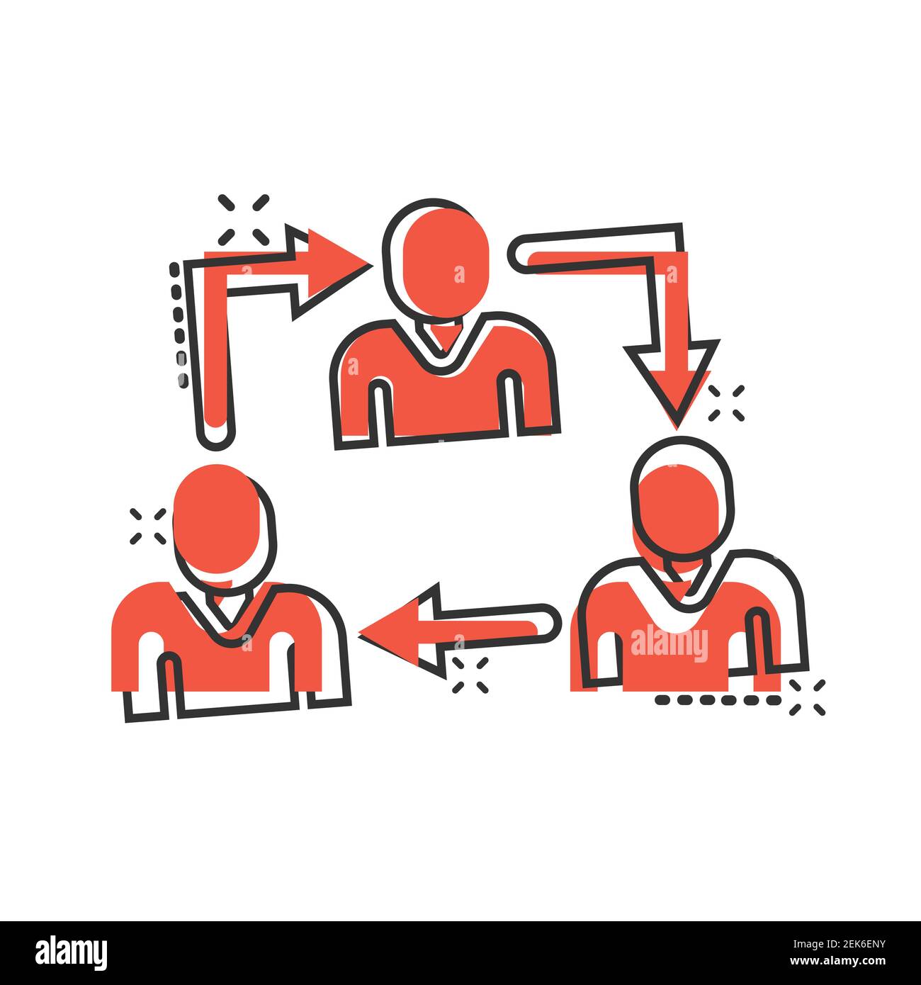 People referral icon in comic style. Business communication cartoon ...