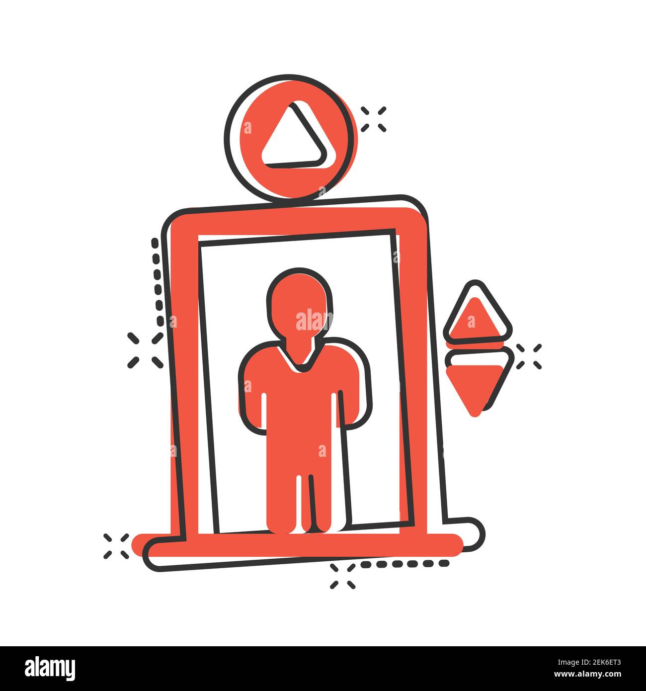 Elevator icon in comic style. Lift cartoon vector illustration on white ...