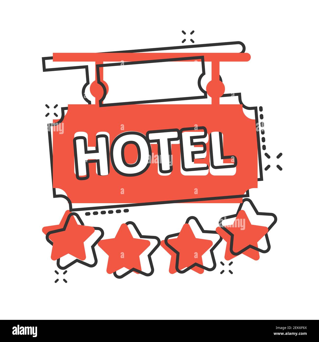 Hotel 4 stars sign icon in comic style. Inn cartoon vector illustration ...