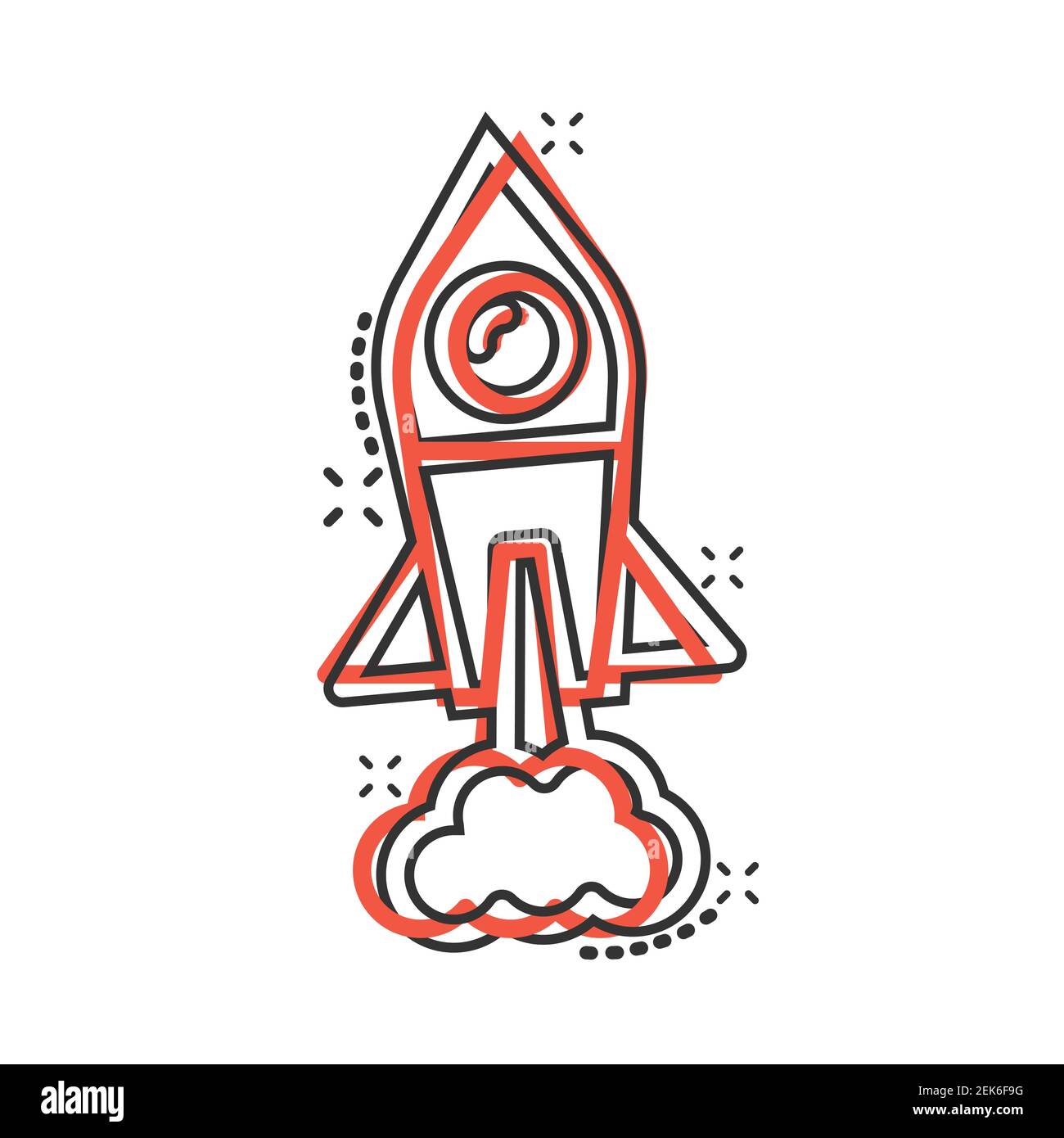 Rocket icon in comic style. Spaceship launch cartoon vector ...
