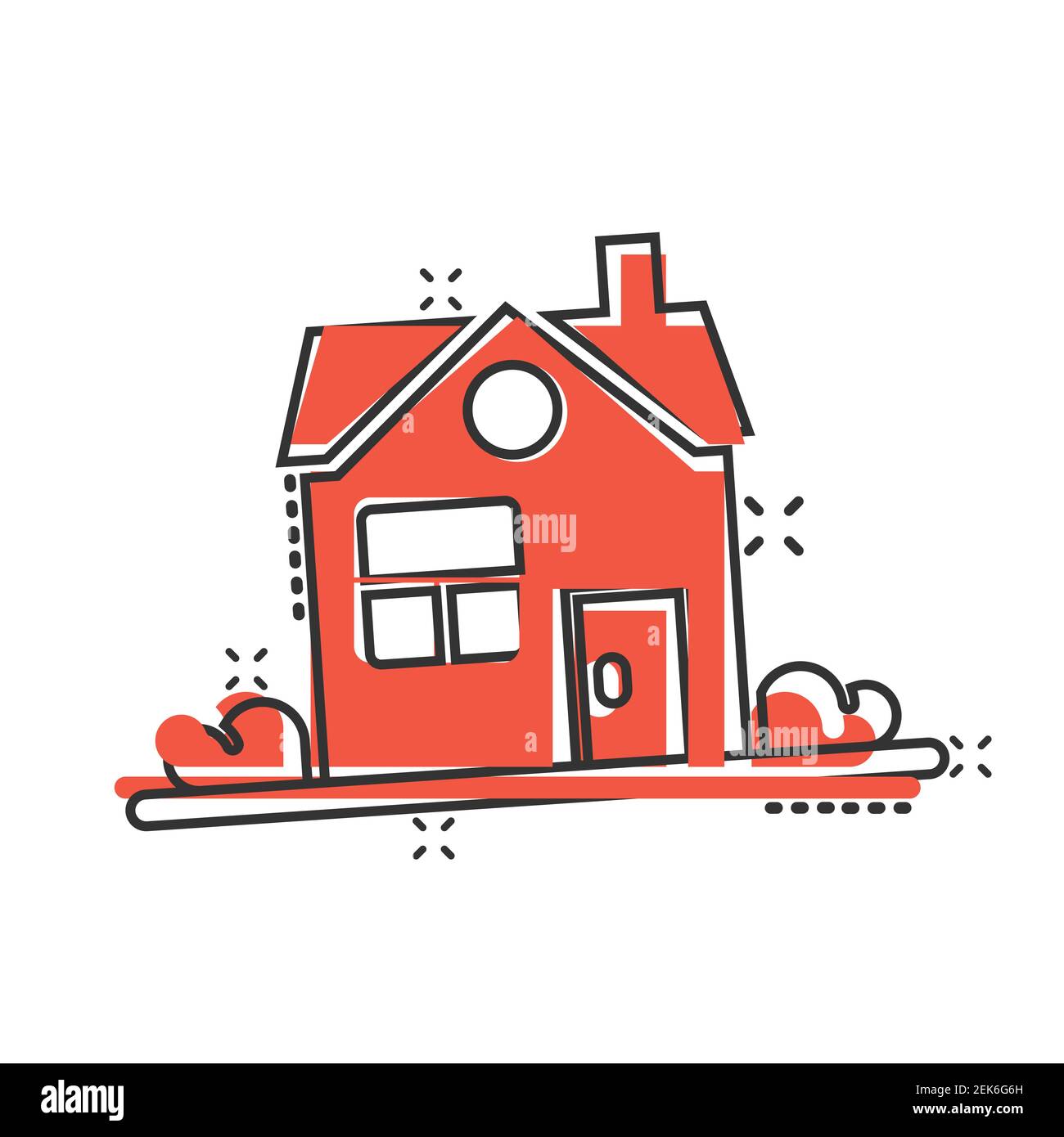 Building icon in comic style. Home cartoon vector illustration on white ...