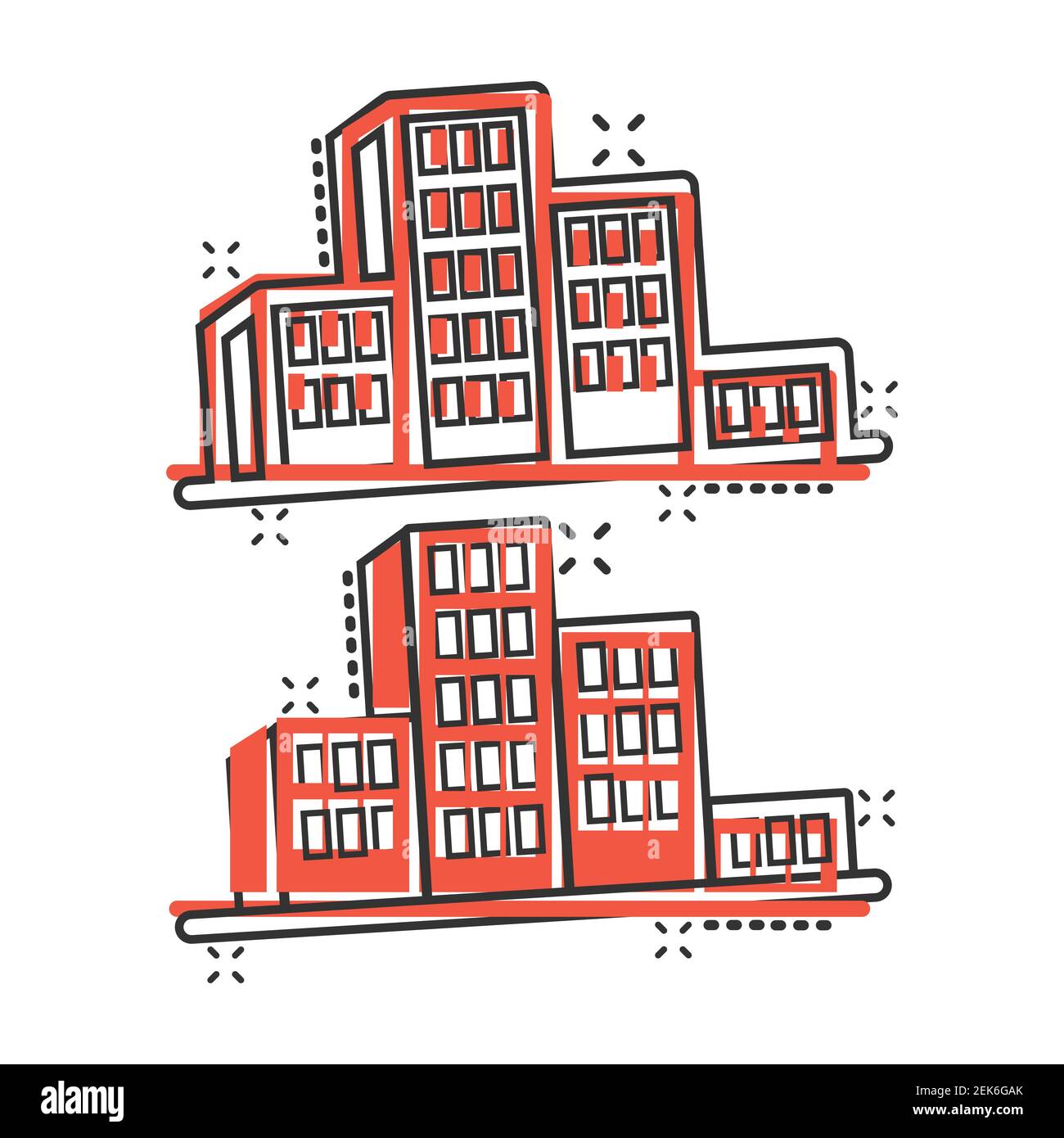 Building icon in comic style. Town skyscraper apartment cartoon vector ...