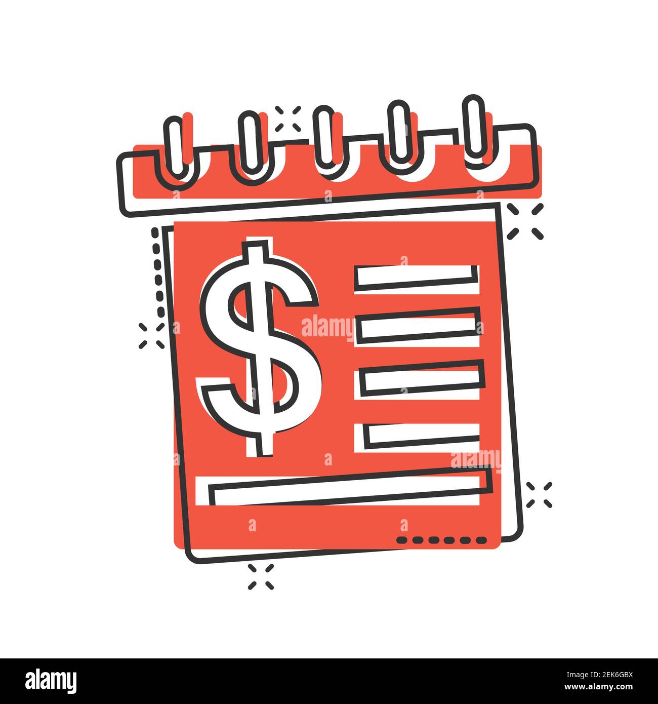 Calendar with money icon in comic style. Payment schedule cartoon ...