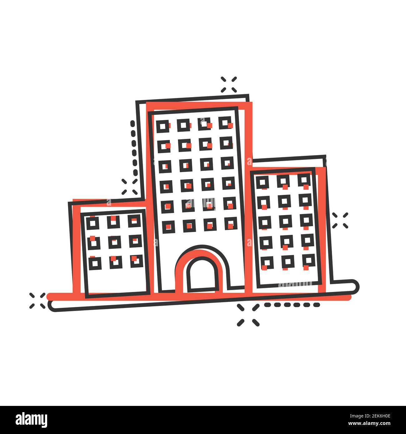 Building icon in comic style. Town skyscraper apartment cartoon vector ...