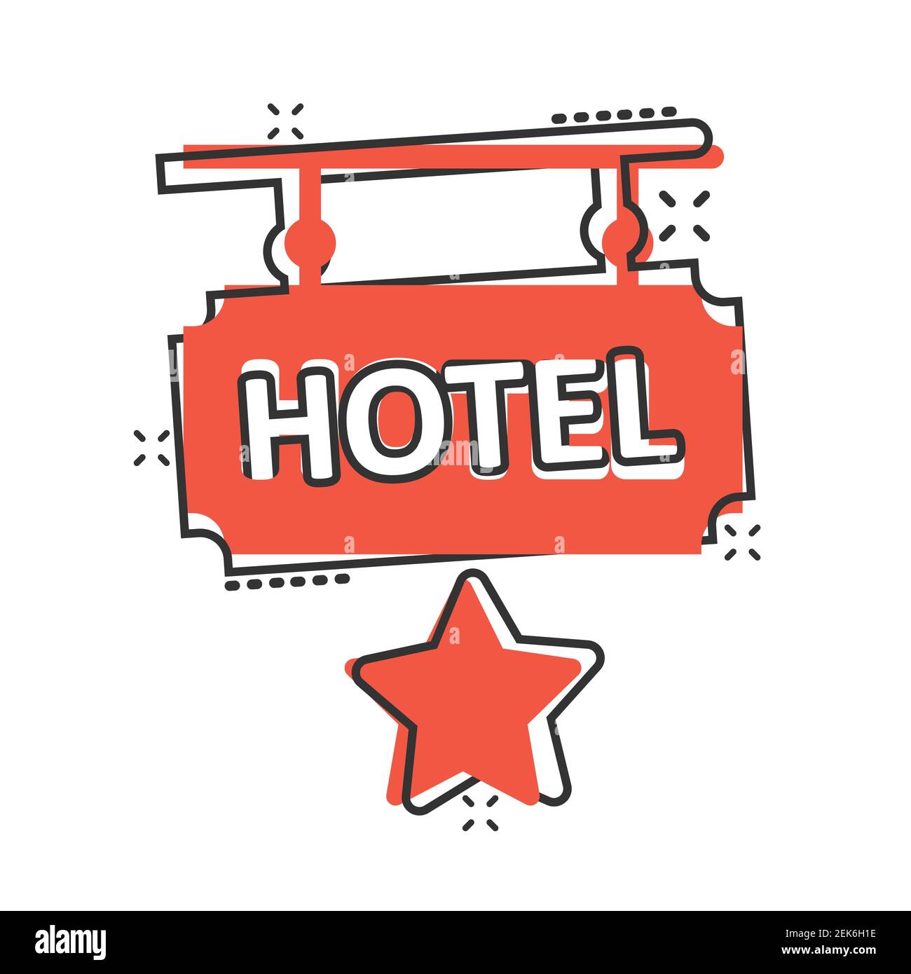 Hotel 1 star sign icon in comic style. Inn cartoon vector illustration ...
