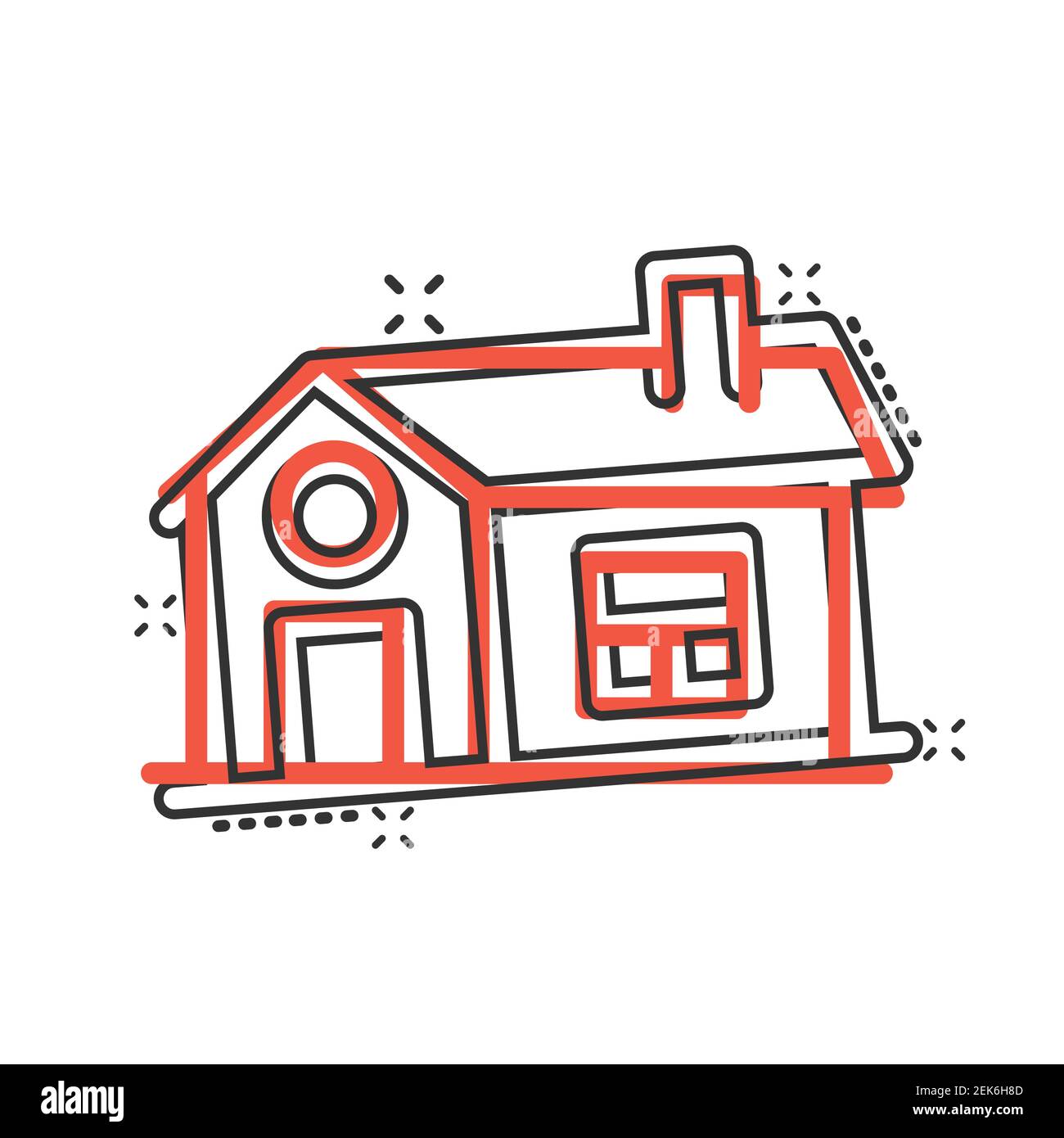 Building icon in comic style. Home cartoon vector illustration on white ...